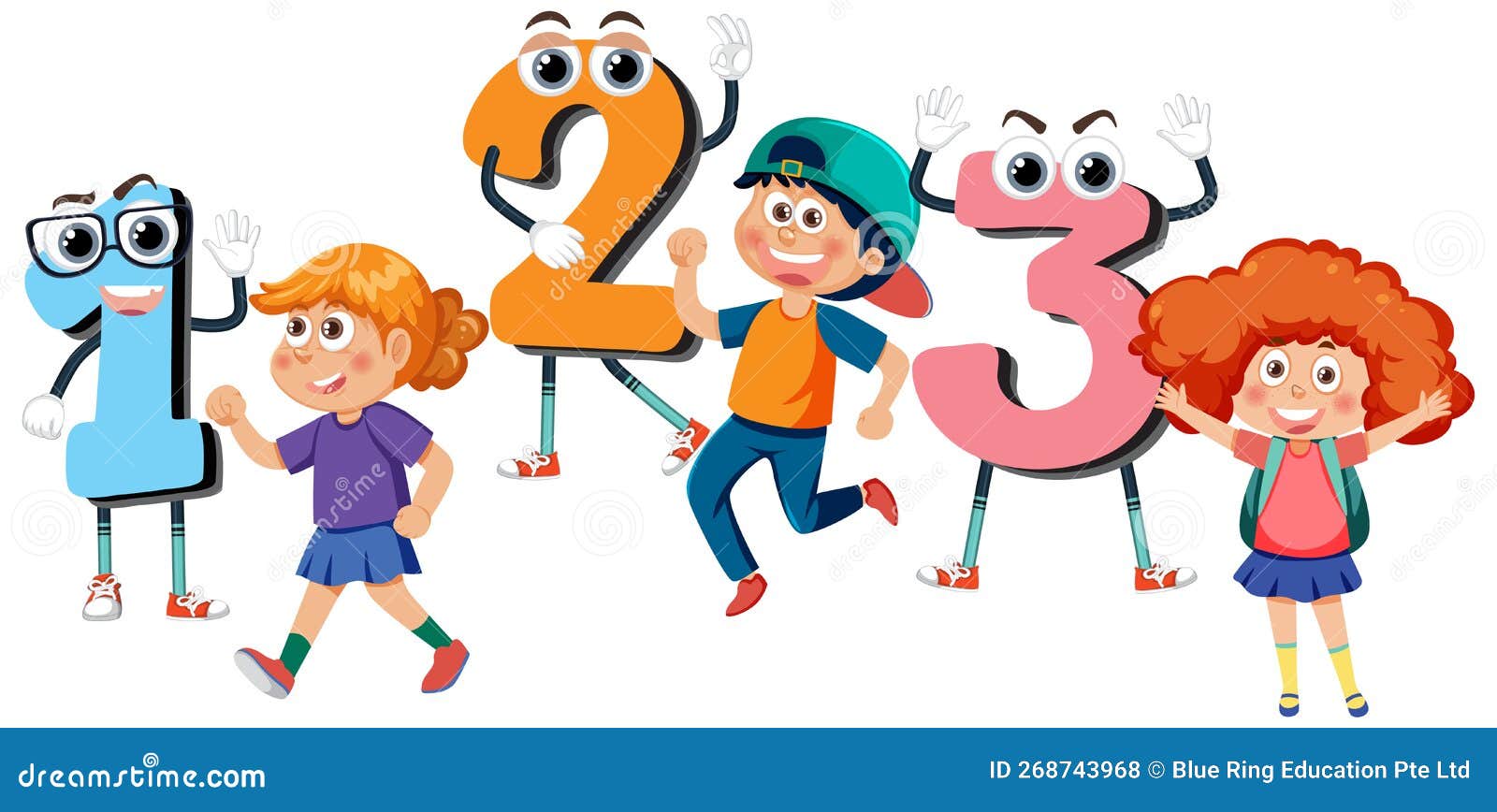 Children Cartoon Character with Math and Number Theme Stock Vector ...