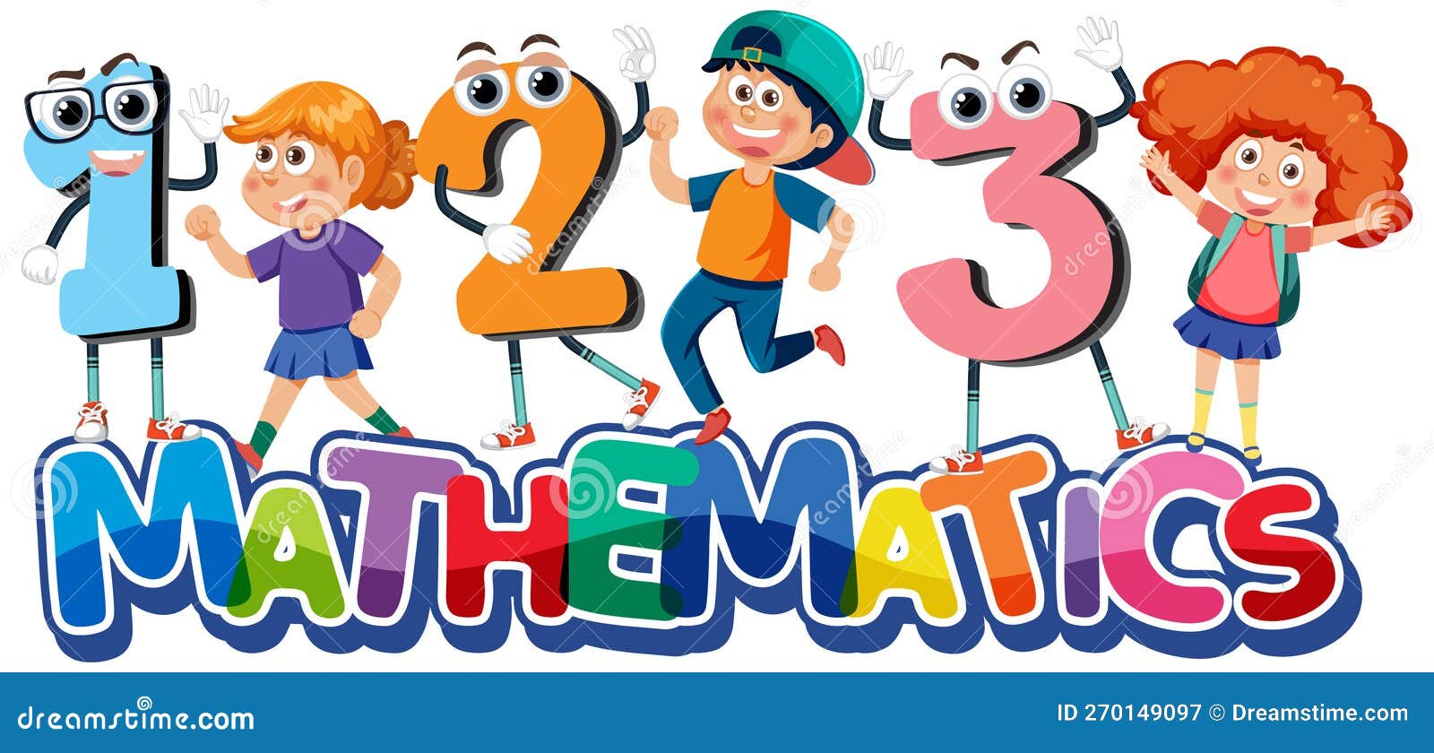 Children Cartoon Character with Math and Number Theme Stock Vector ...