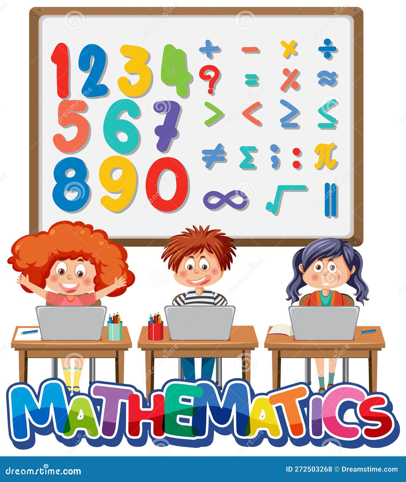 Children Cartoon Character with Math and Number Theme Stock Vector ...