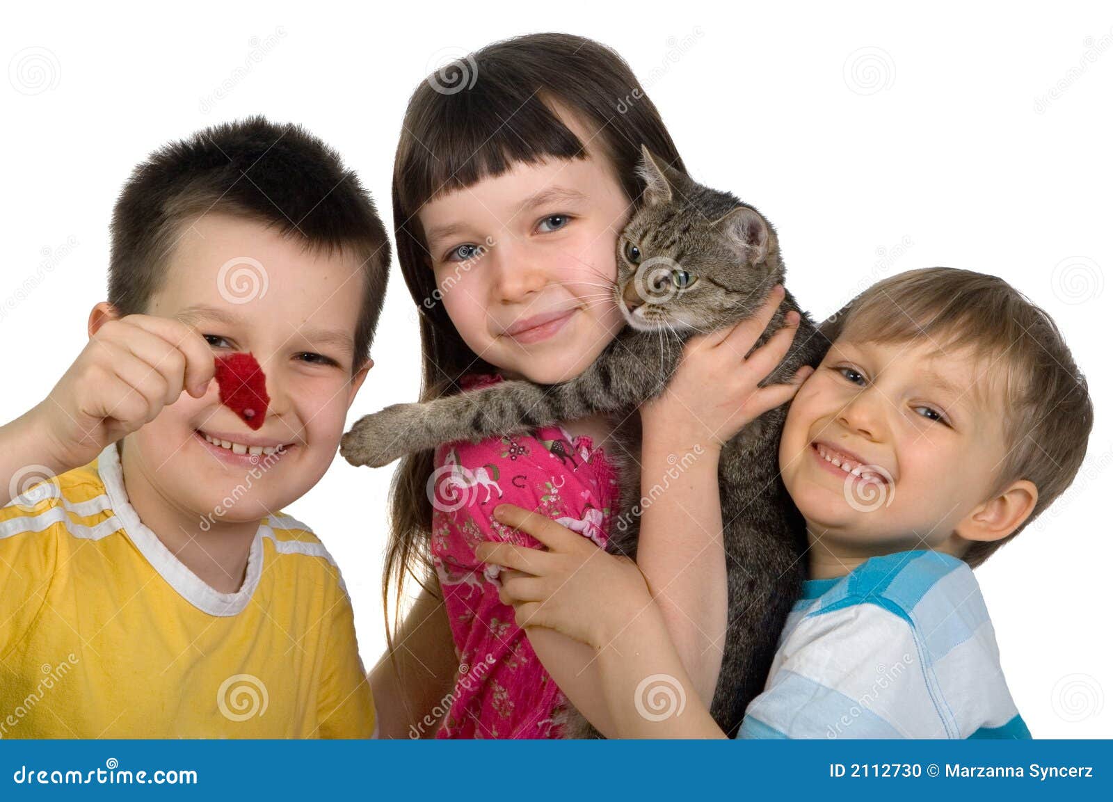 Children with Cat stock photo. Image of holding, grin - 2112730