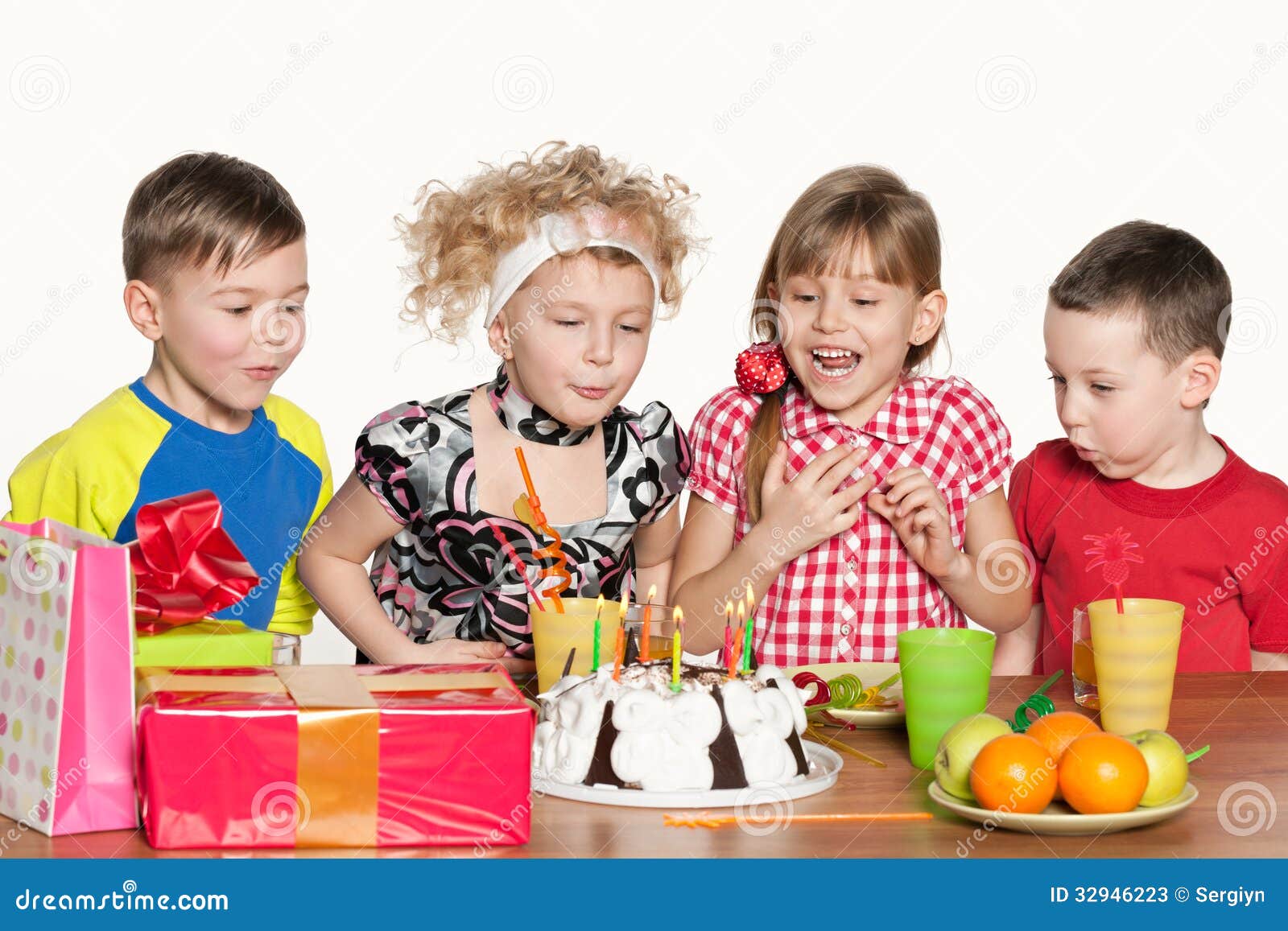 Children Celebrate Birthday Stock Image - Image of children, cheerful ...