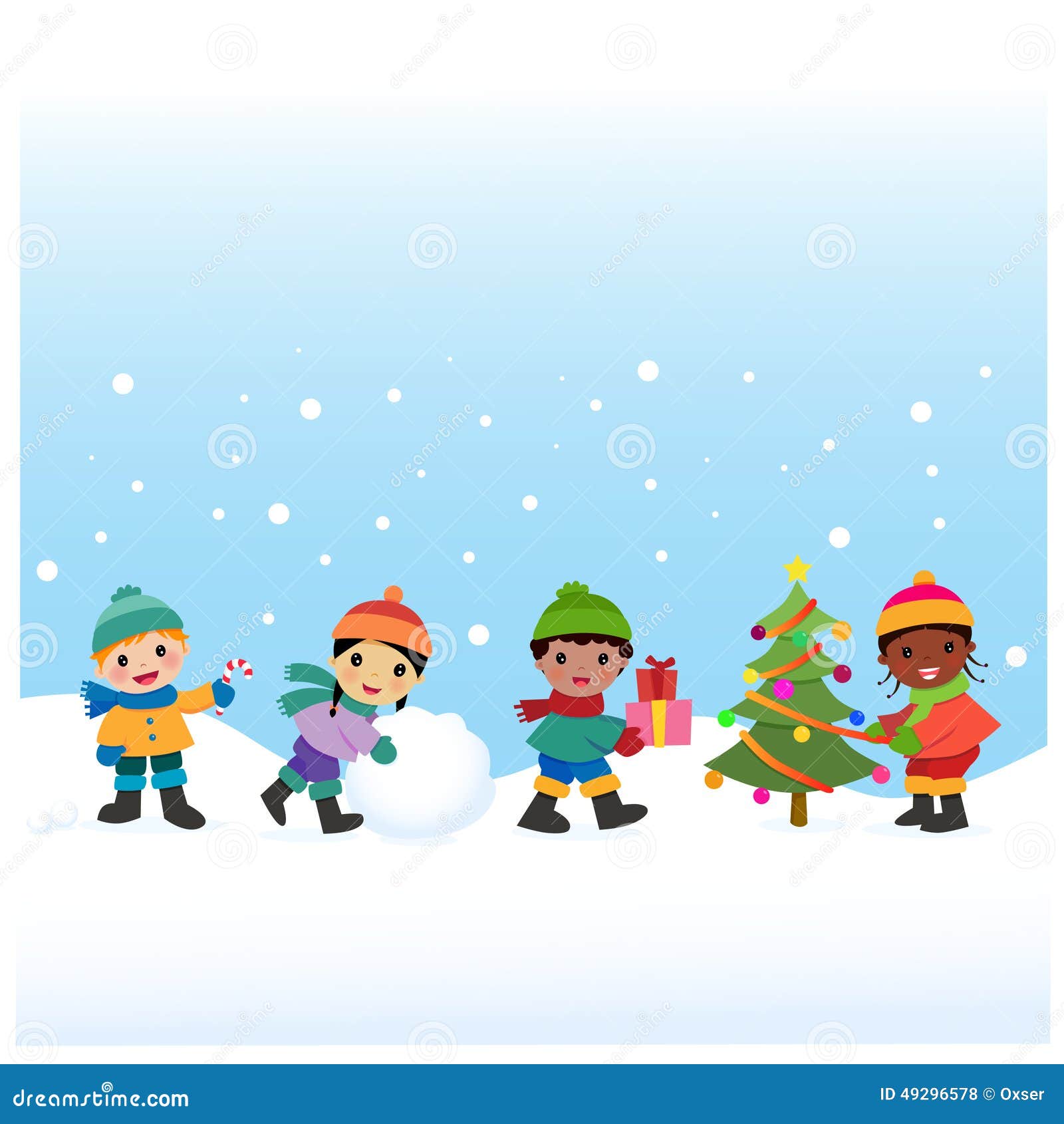 Children Celebrate the Winter Holidays Stock Vector - Illustration of ...