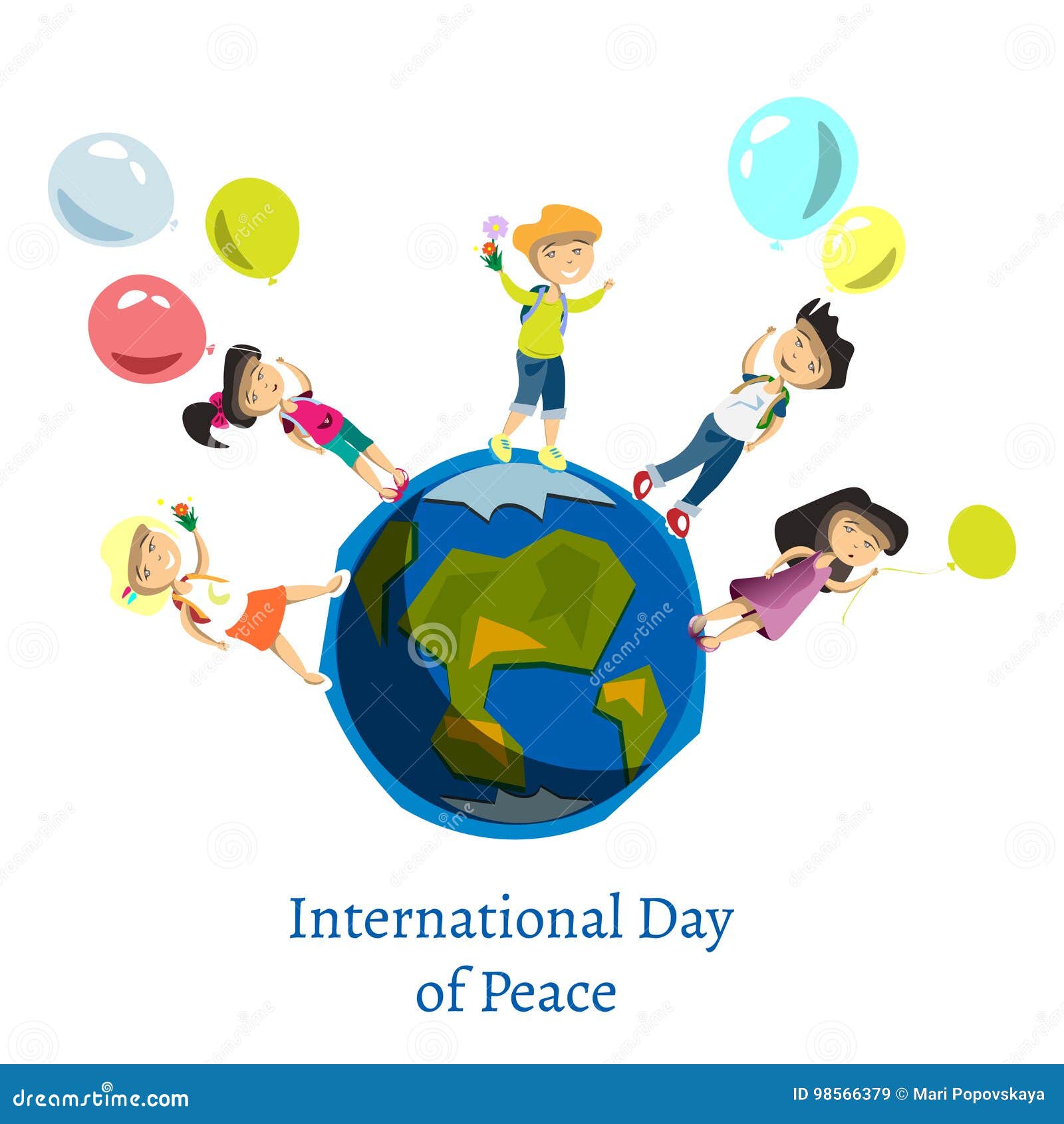 Children Celebrate World Peace Day Stock Vector - Illustration of boys ...