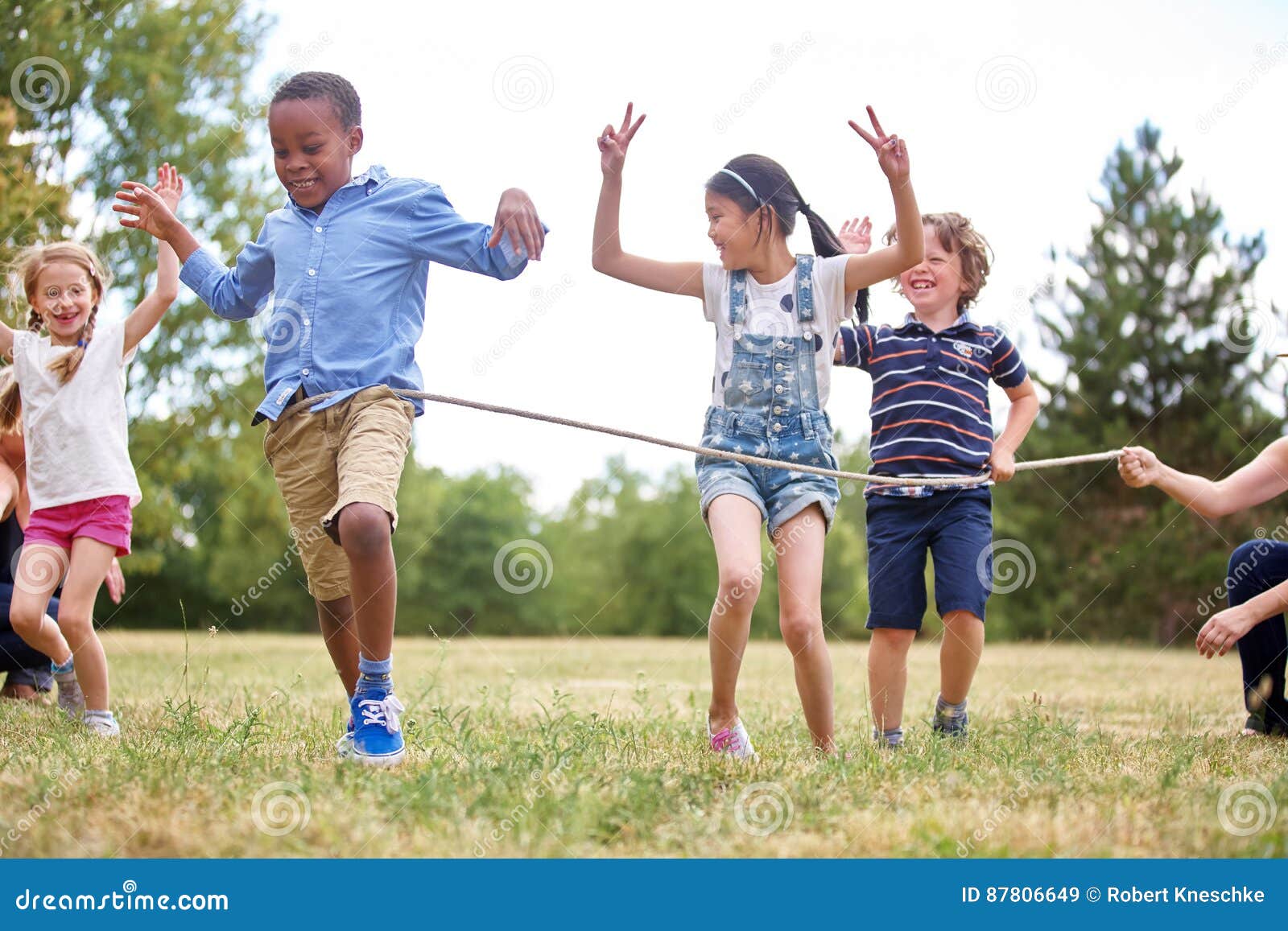 Children Celebrating at the Finish Line Stock Image - Image of success ...