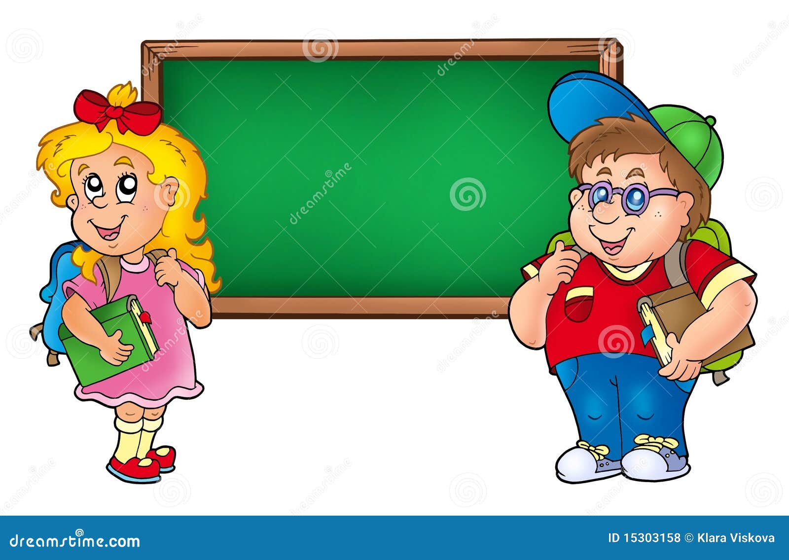Children with chalkboard 1 stock illustration. Illustration of ...
