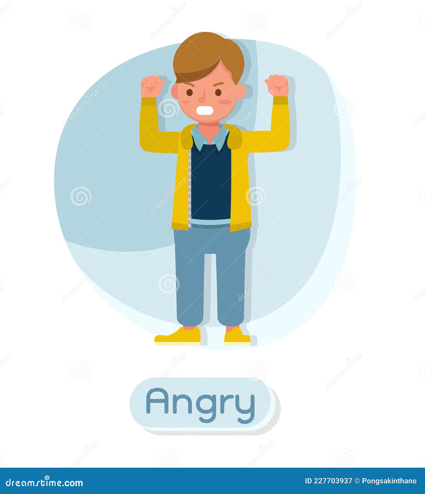 Emotions. Angry Man Face Isolated Illustration Cartoon Vector ...
