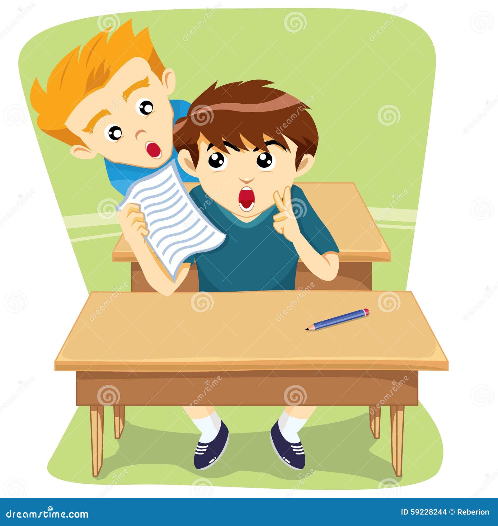 Children Cheating Task from Behind Stock Vector - Illustration of ...