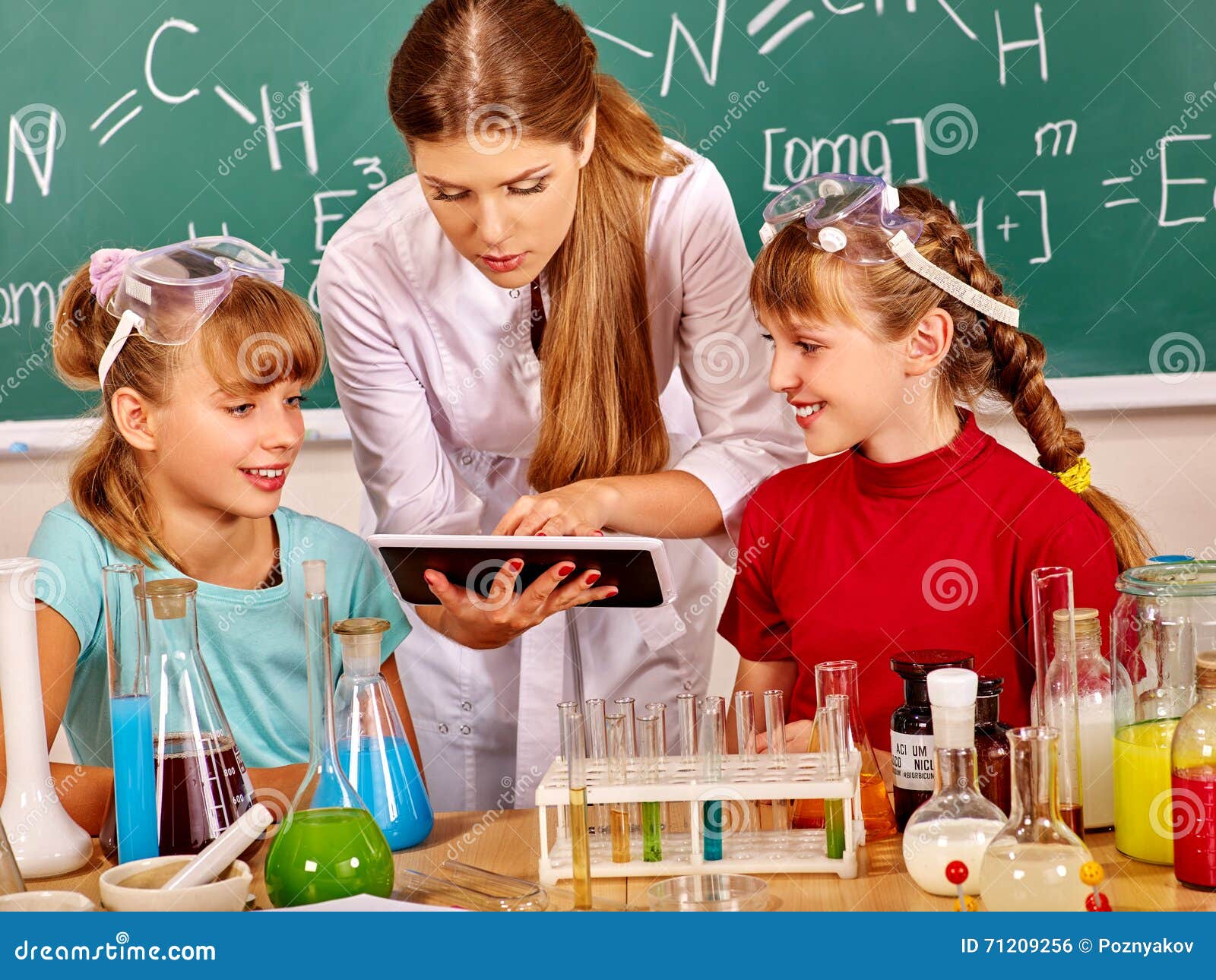 Children in Chemistry Class. Stock Photo - Image of classroom ...