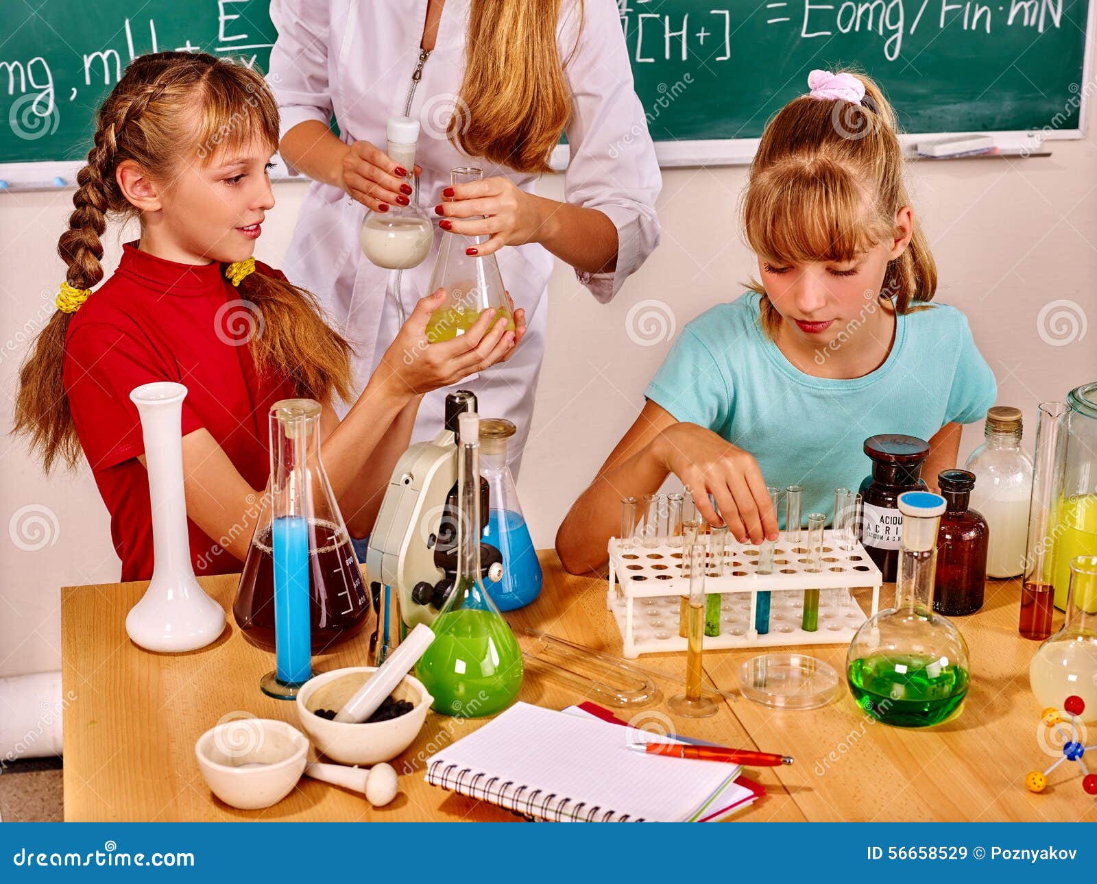 Children in Chemistry Class Stock Image - Image of cheerful, learning ...
