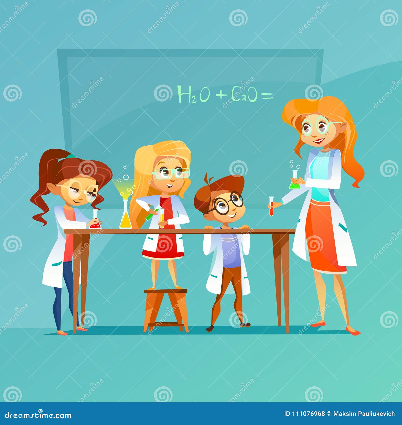 Pupils And Teacher Starting Class With School Background Cartoon Vector ... Pupils And Teacher Starting Class With School Background Cartoon Vector ...