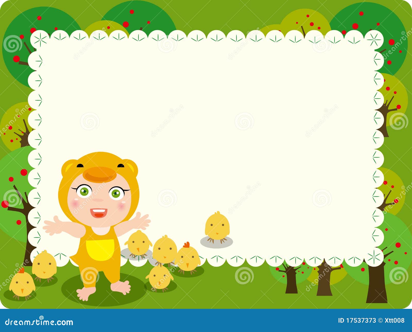 Children and Chickens Frame Stock Vector - Illustration of ranch, card ...