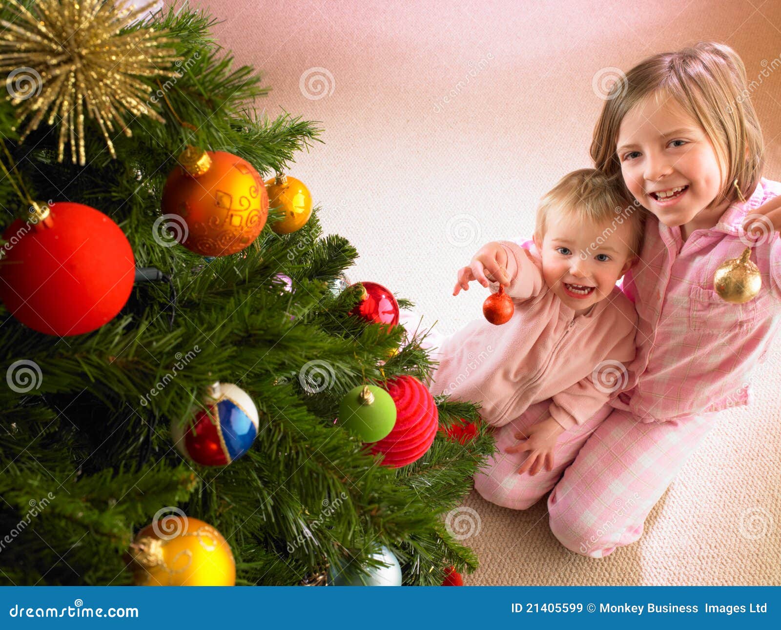 Children with Christmas Tree Stock Image - Image of claus, home: 21405599