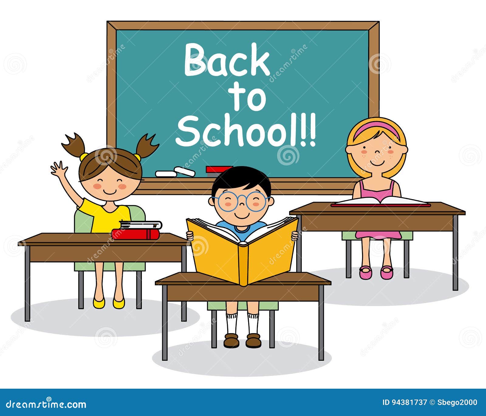 Children in class reading stock vector. Illustration of cartoon - 94381737