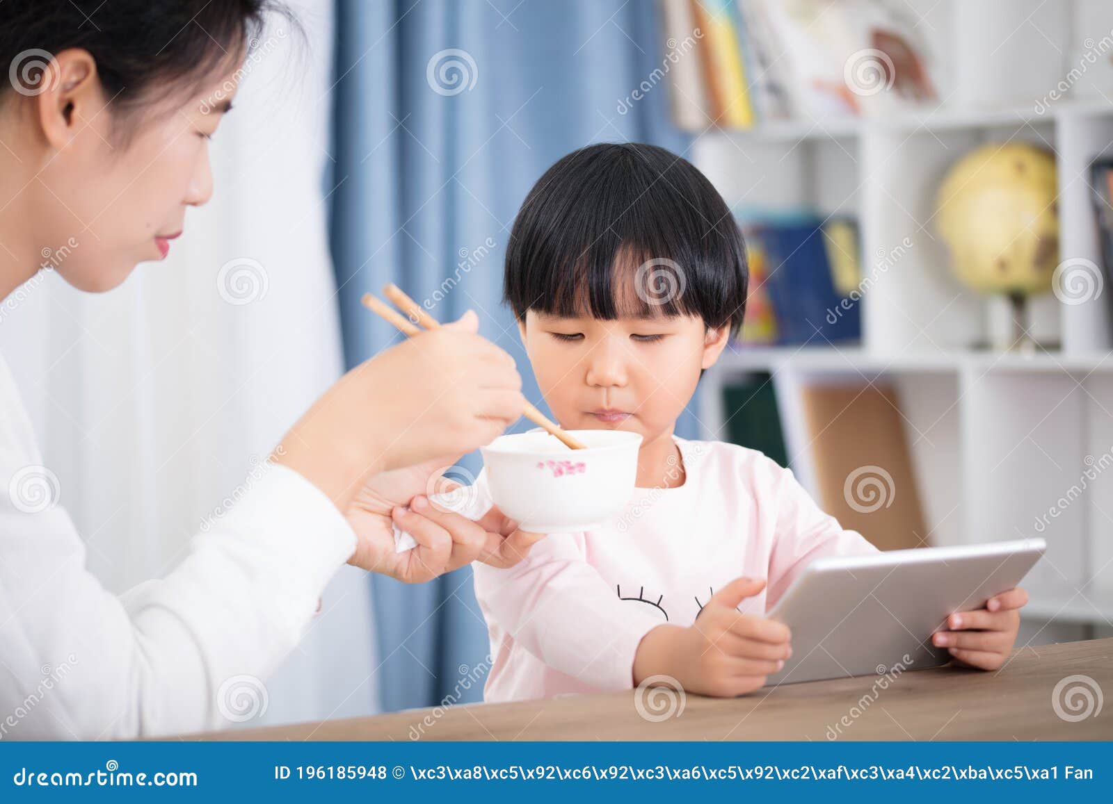 Children in Class on Tablet while Eating Stock Photo - Image of ...