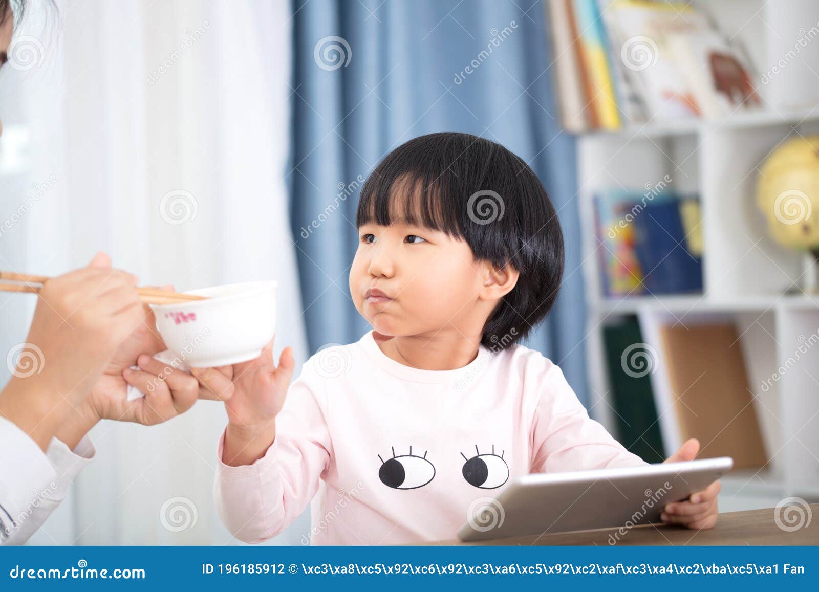 Children in Class on Tablet while Eating Stock Photo - Image of ...