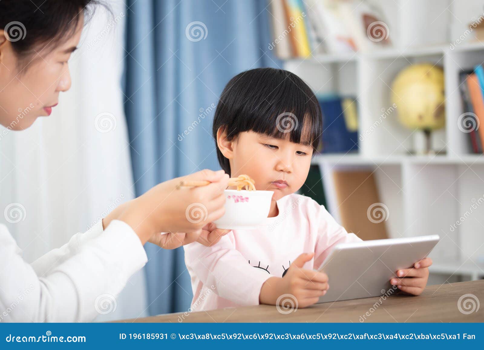 Children in Class on Tablet while Eating Stock Image - Image of kids ...