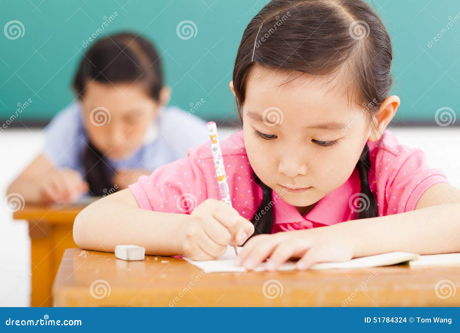 Children in Classroom with Pen in Hand Stock Photo - Image of cheerful ...