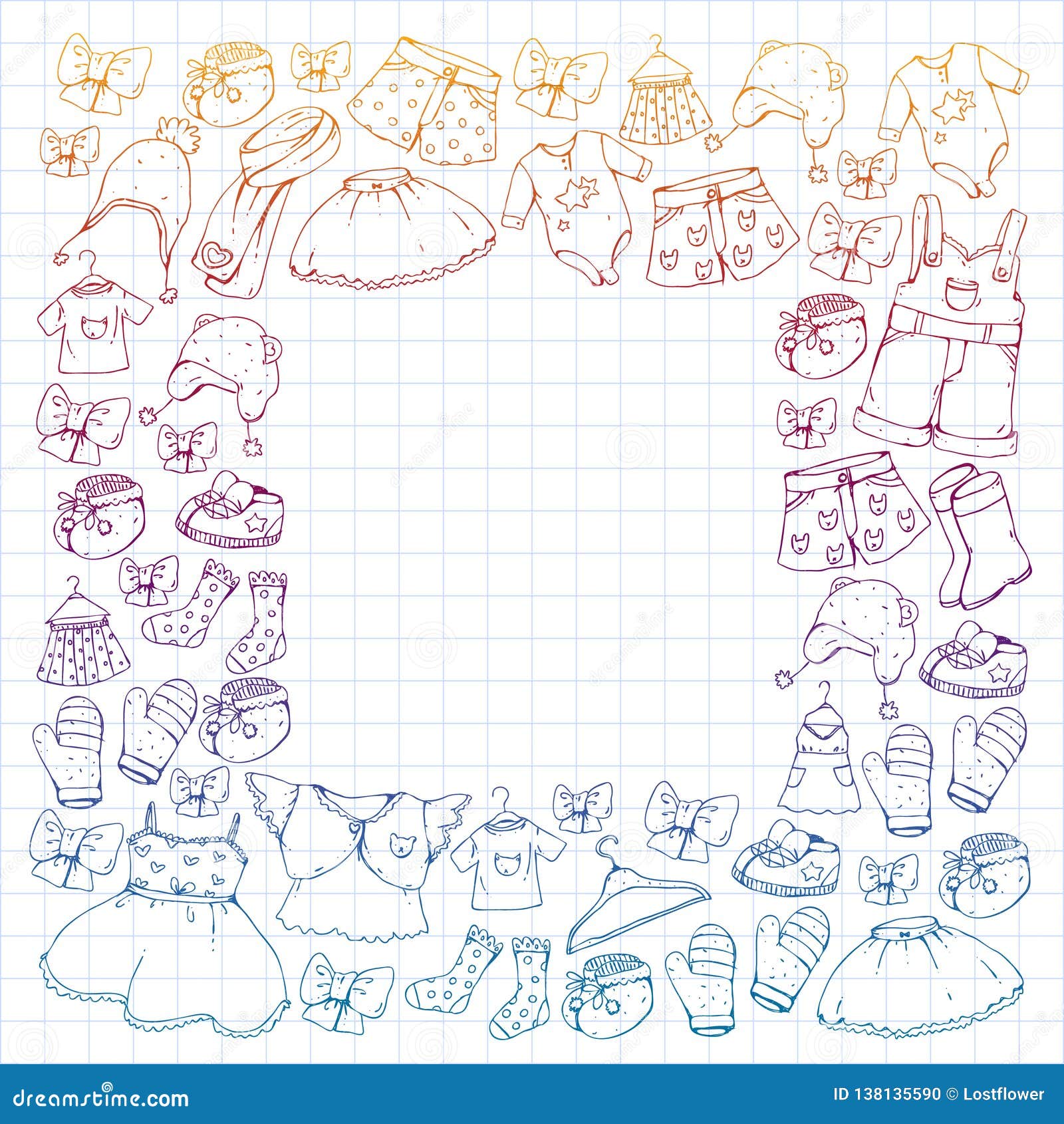 Children Clothes. Background for Babies, Kids Patterns. Stock Vector ...