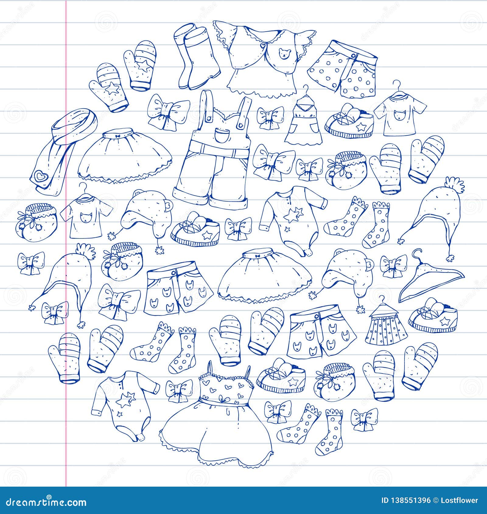 Children Clothes. Background for Babies, Kids Patterns. Stock Vector ...