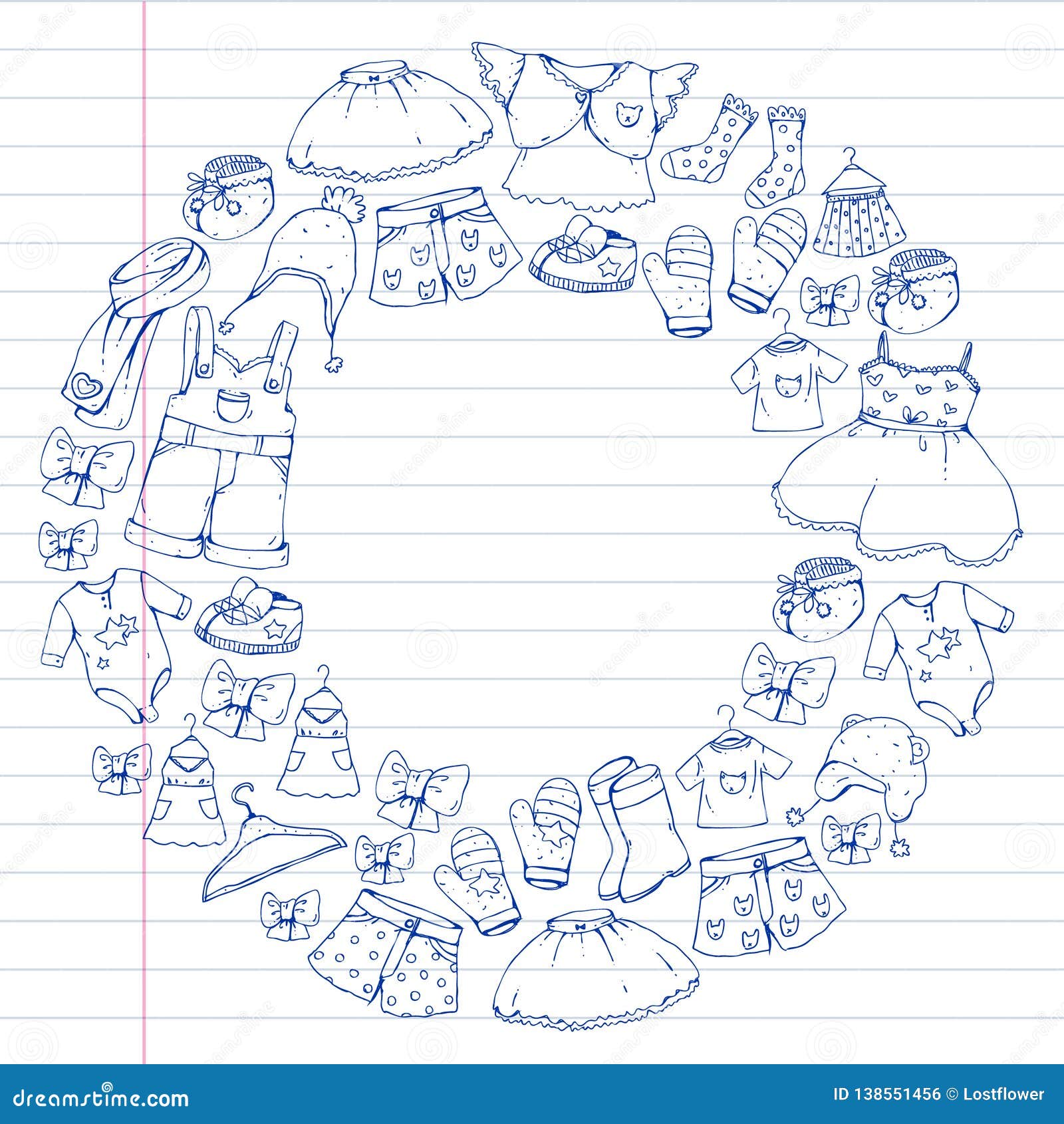 Children Clothes. Background for Babies, Kids Patterns. Stock Vector ...