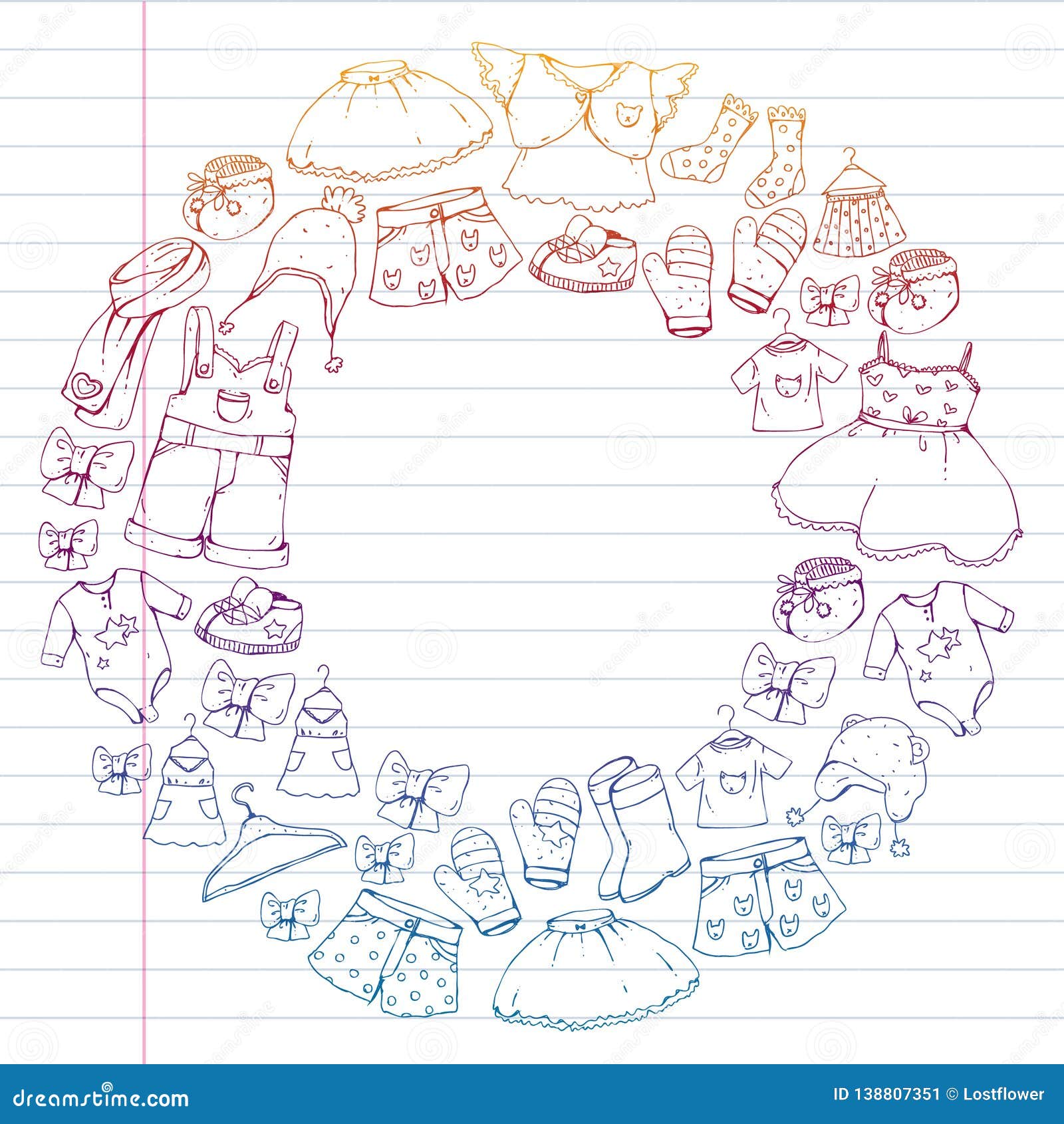 Children Clothes. Background for Babies, Kids Patterns. Stock Vector ...