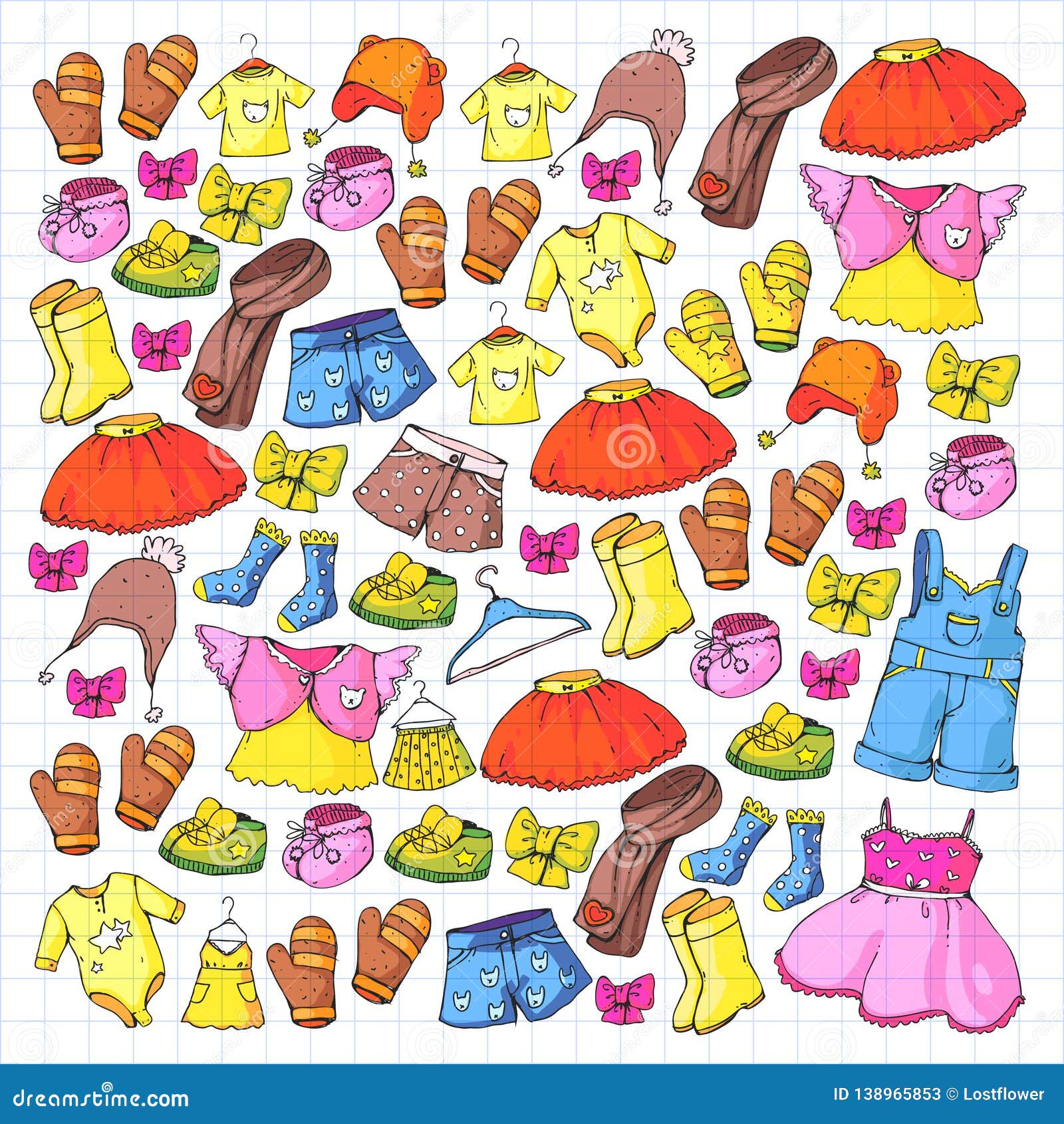 Children Clothes. Background for Babies, Kids Patterns. Stock Vector ...