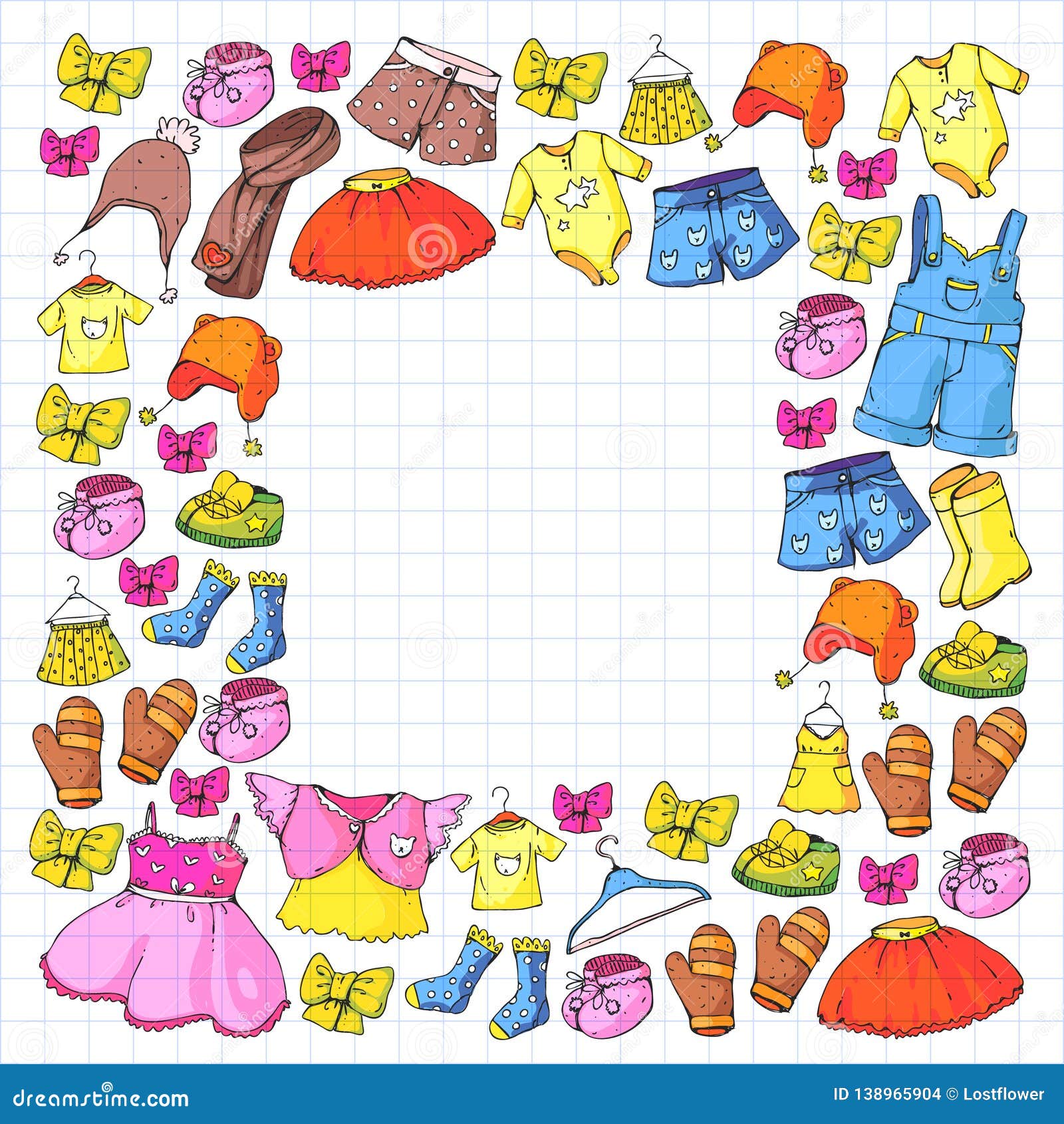 Children Clothes. Background for Babies, Kids Patterns. Stock Vector ...