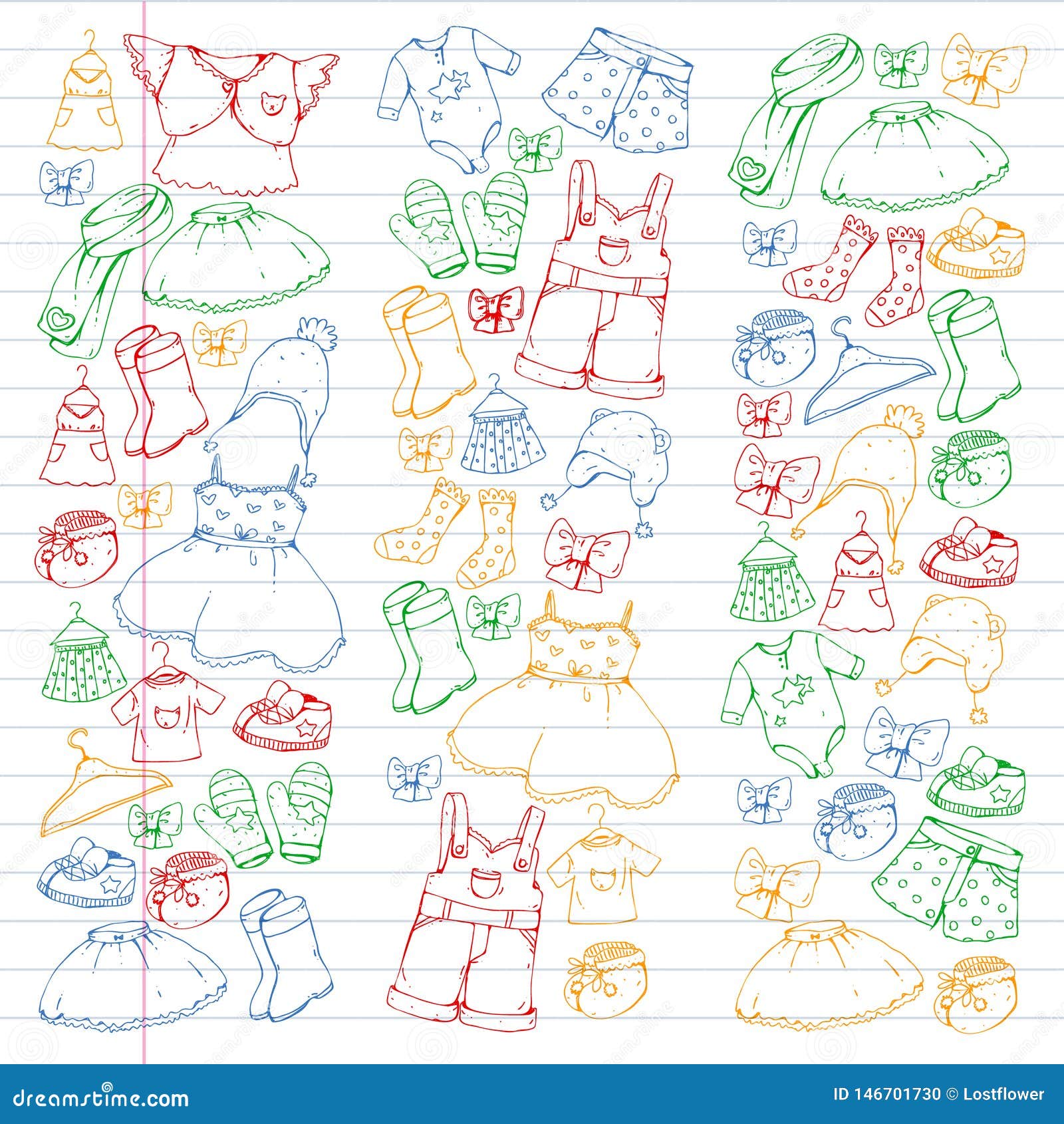 Children Clothes. Background for Babies, Kids Patterns. Stock Vector ...