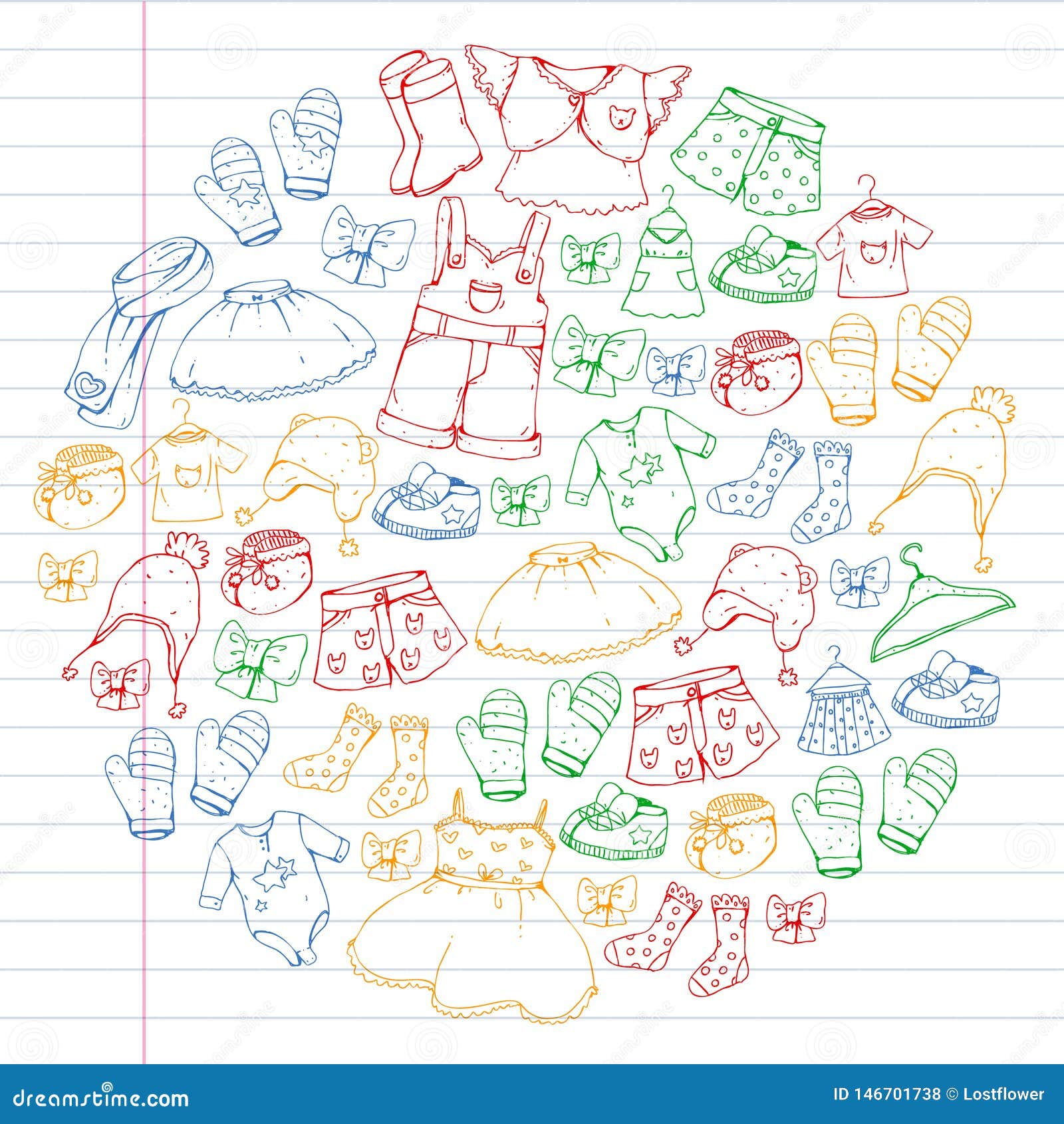 Children Clothes. Background for Babies, Kids Patterns. Stock Vector ...