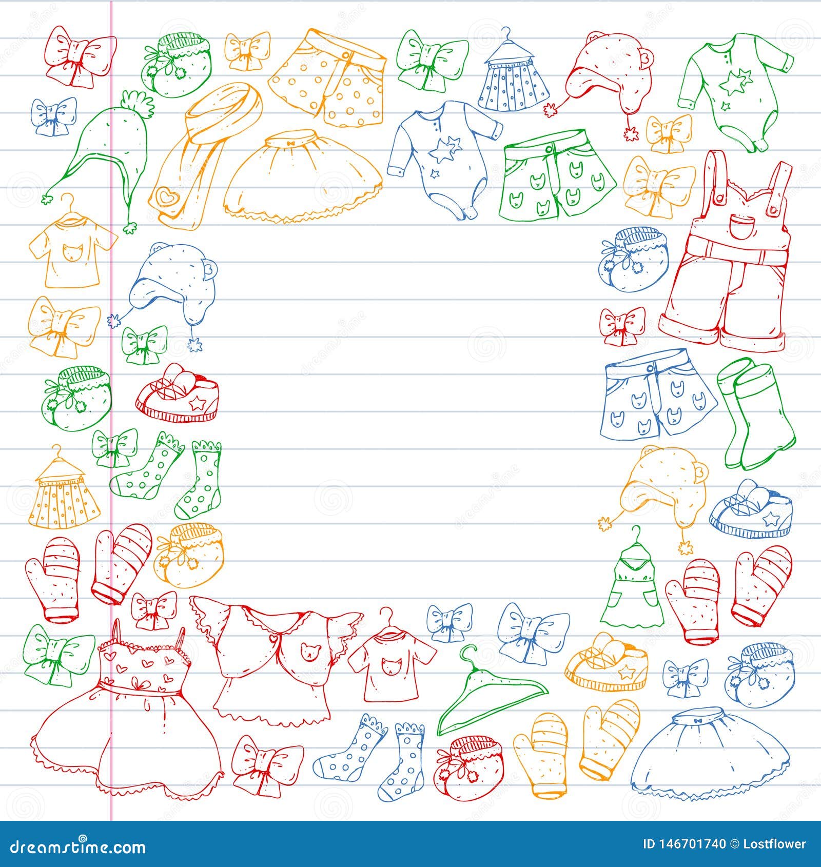 Children Clothes. Background for Babies, Kids Patterns. Stock Vector ...