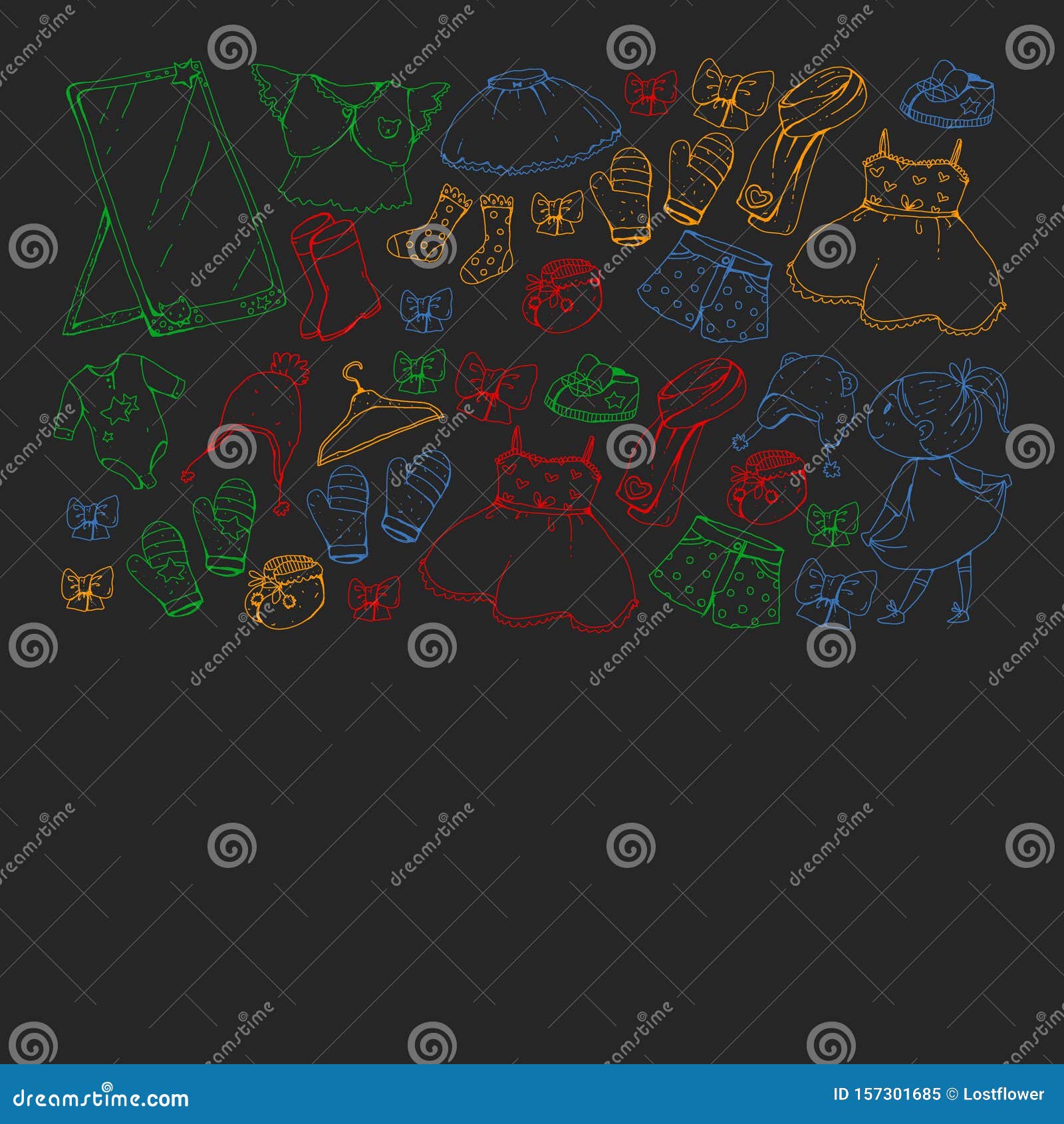 Children Clothes. Background for Babies, Kids Patterns. Stock Vector ...