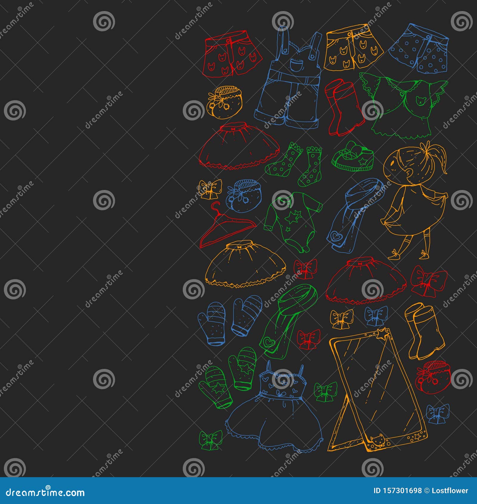 Children Clothes. Background for Babies, Kids Patterns. Stock Vector ...