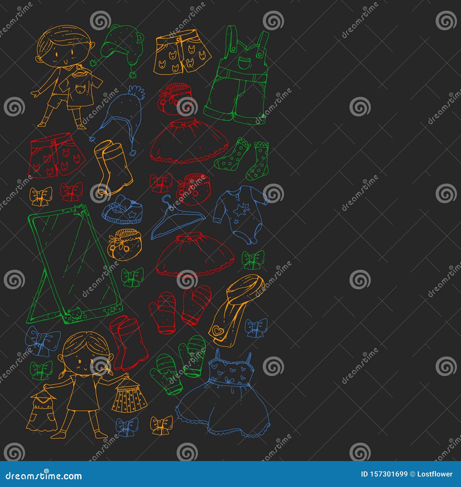 Children Clothes. Background for Babies, Kids Patterns. Stock Vector ...