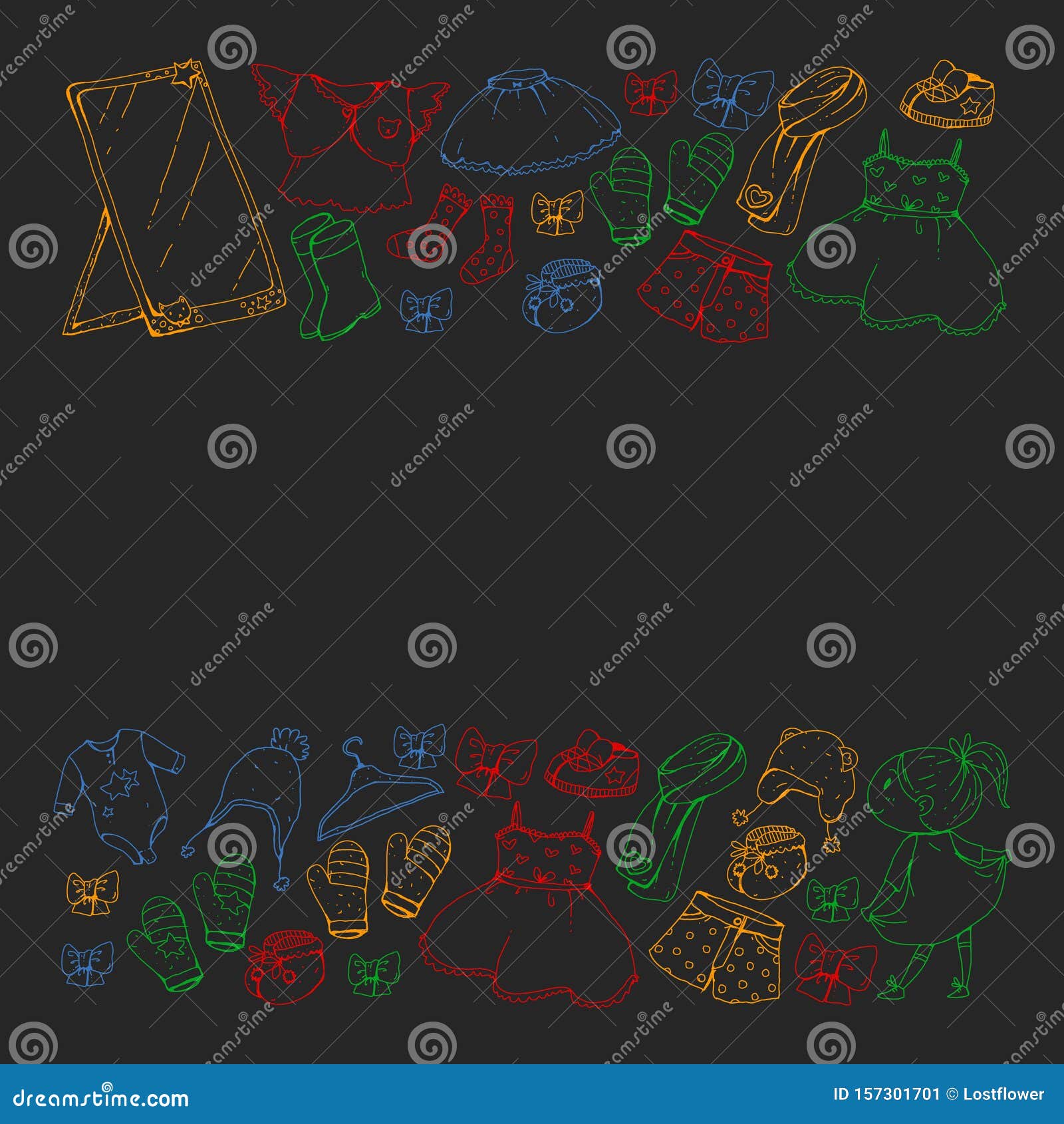 Children Clothes. Background for Babies, Kids Patterns. Stock Vector ...