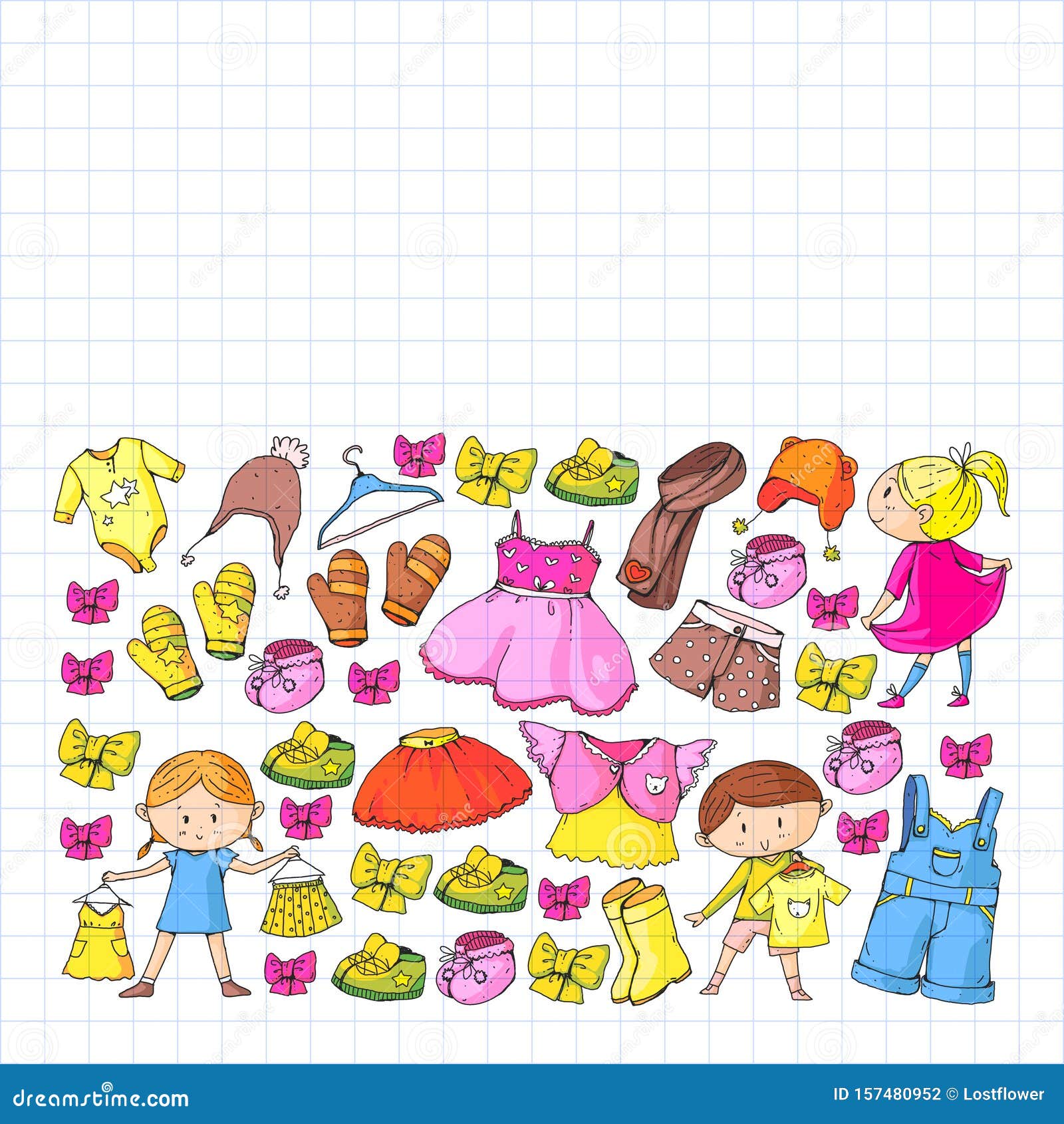 Children Clothes. Background for Babies, Kids Patterns. Stock Vector ...