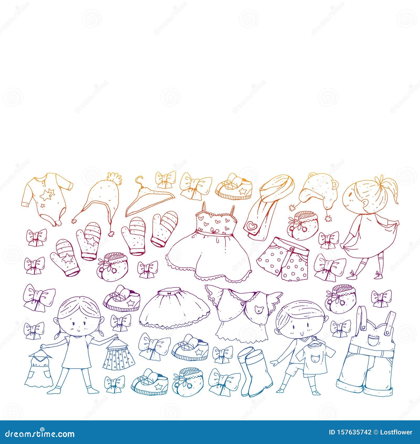 Children Clothes. Background for Babies, Kids Patterns. Stock Vector ...