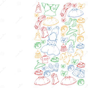 Children Clothes. Background for Babies, Kids Patterns. Stock Vector ...
