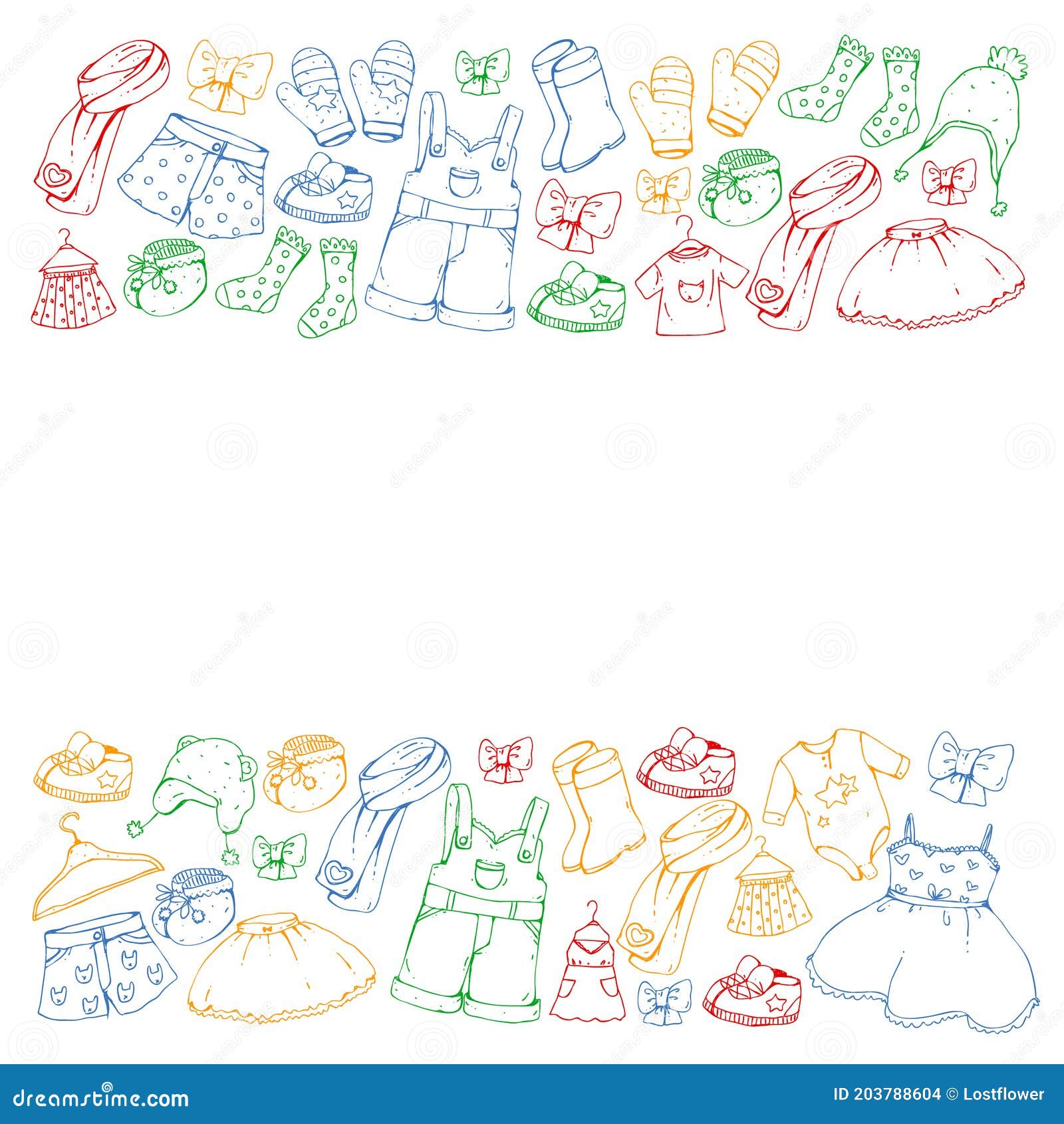 Children Clothes. Background for Babies, Kids Patterns. Stock Vector ...