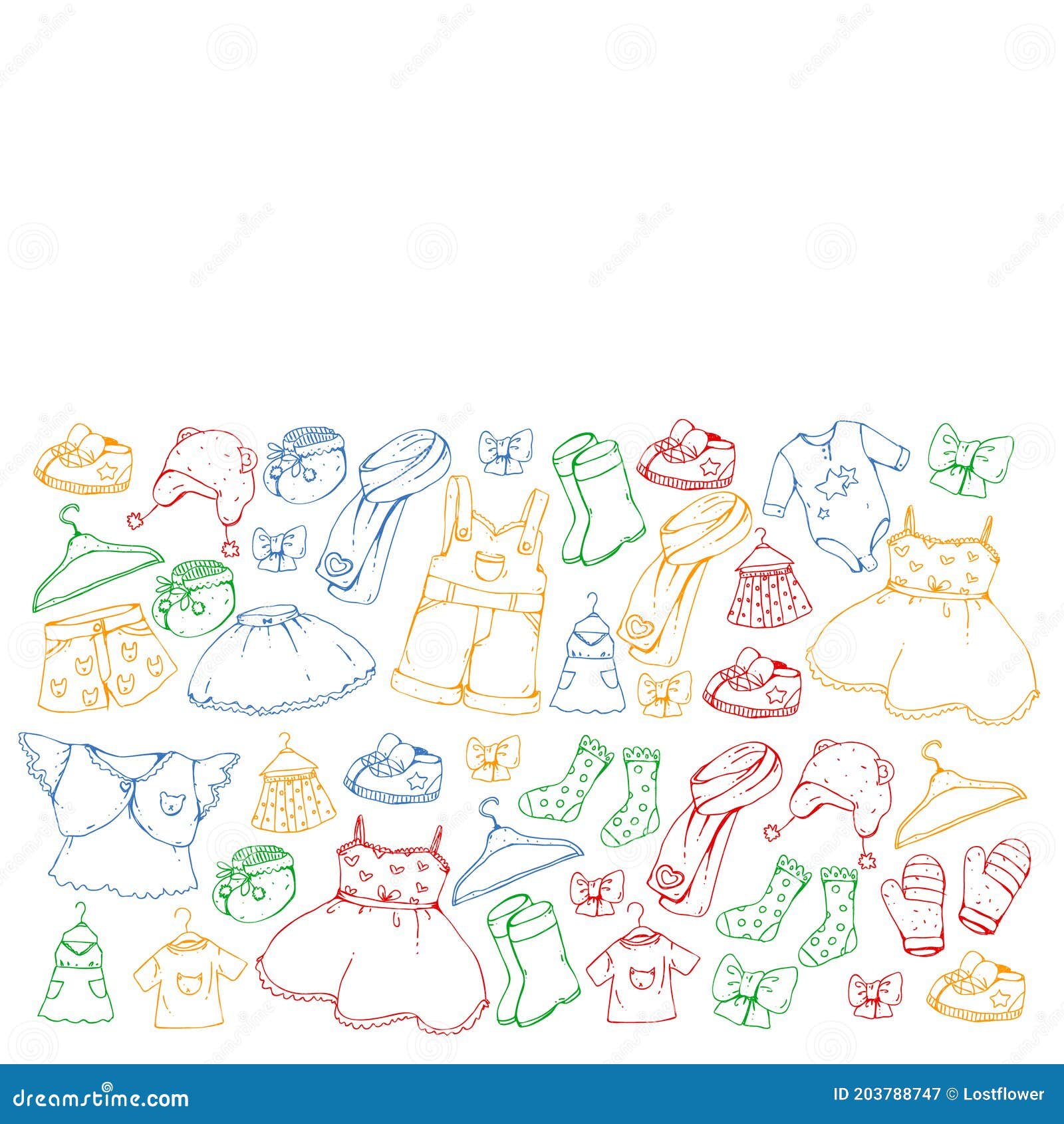 Children Clothes. Background for Babies, Kids Patterns. Stock Vector ...