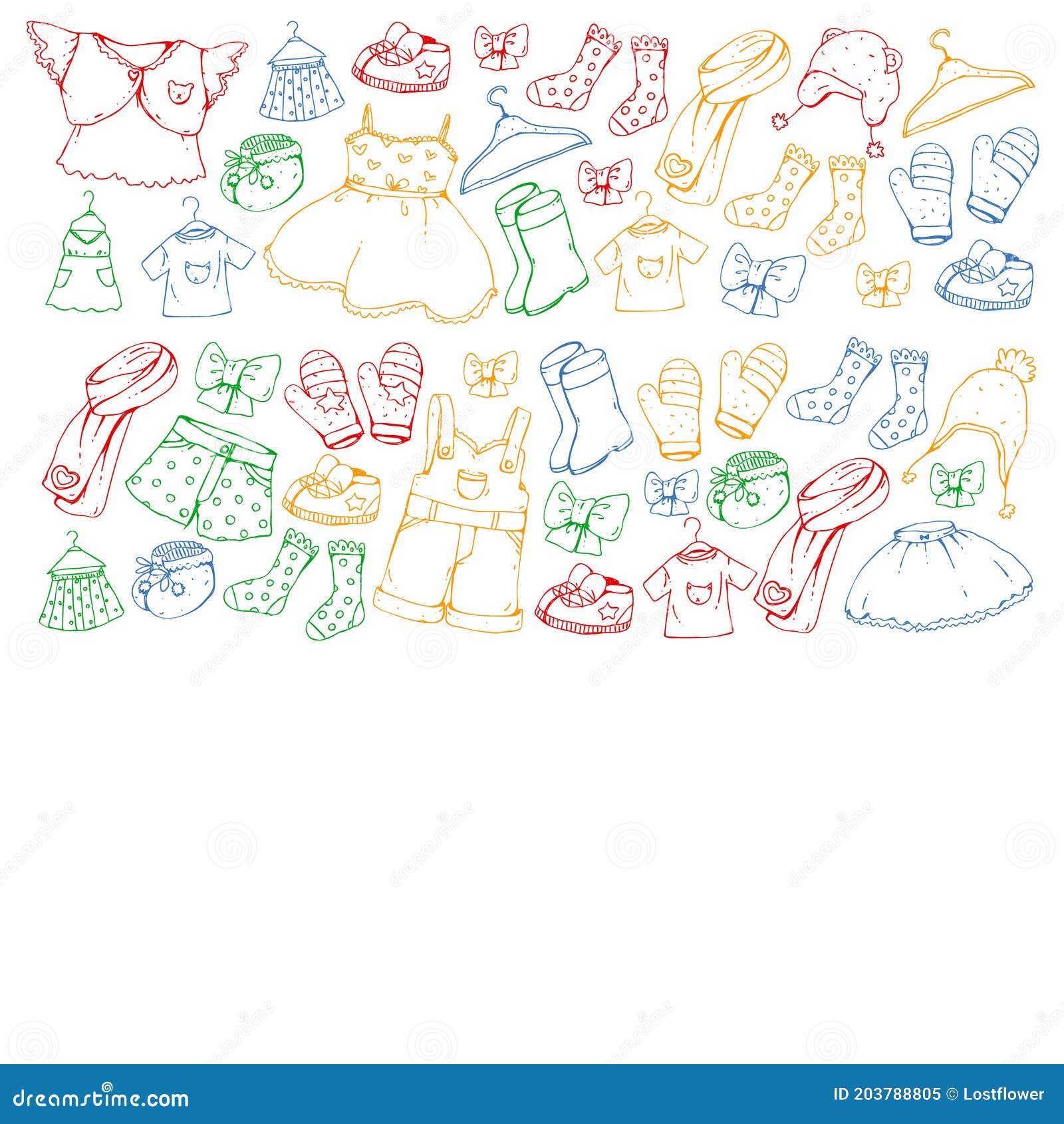 Children Clothes. Background for Babies, Kids Patterns. Stock Vector ...