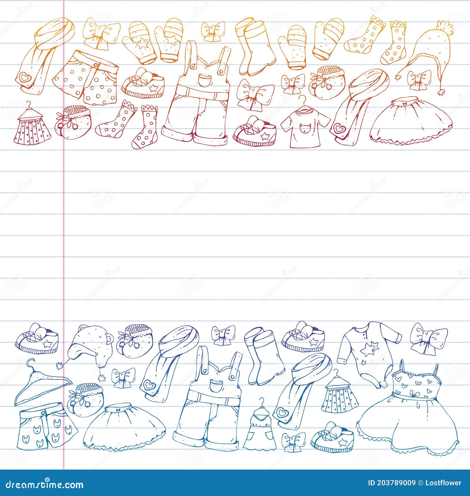 Children Clothes. Background for Babies, Kids Patterns. Stock Vector ...