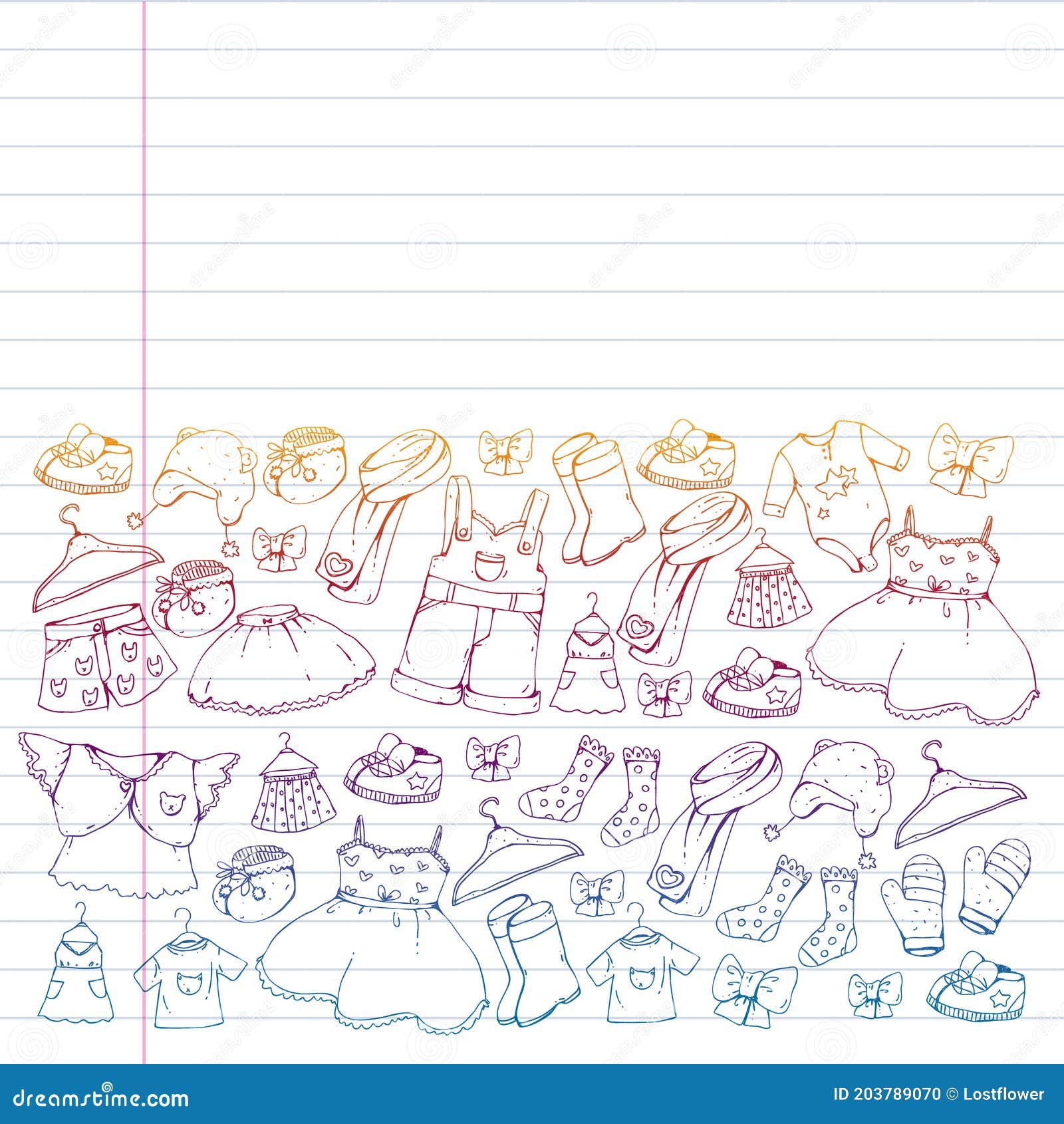 Children Clothes. Background for Babies, Kids Patterns. Stock Vector ...