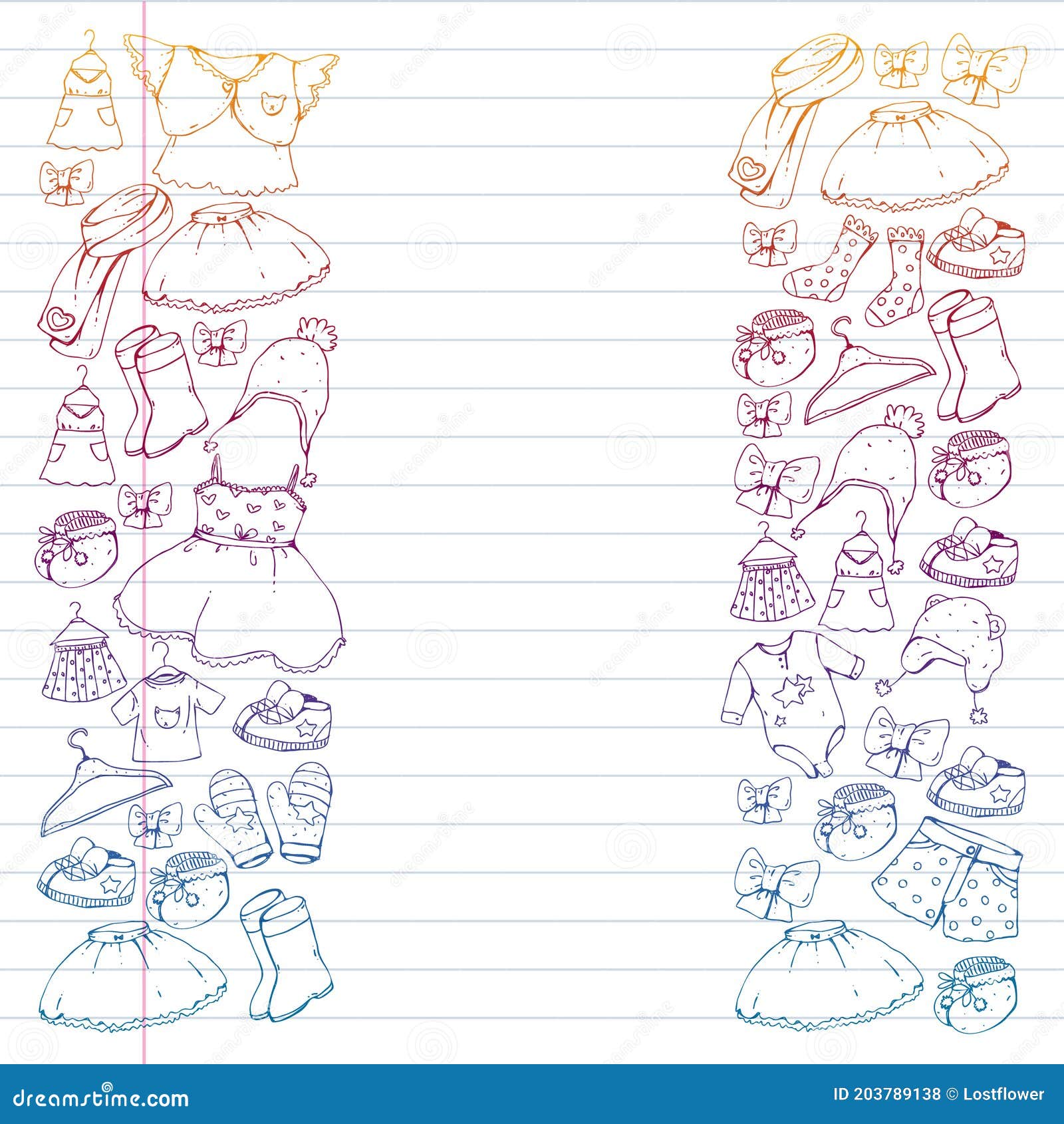 Children Clothes. Background for Babies, Kids Patterns. Stock Vector ...