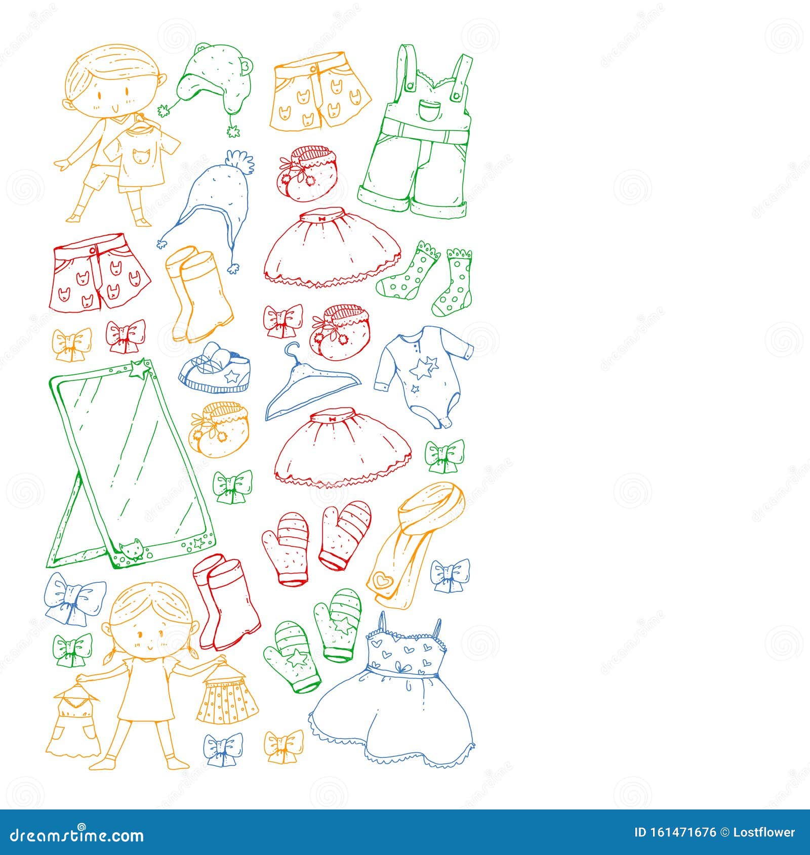 Children Clothes. Background for Babies, Kids Patterns. Stock Vector ...