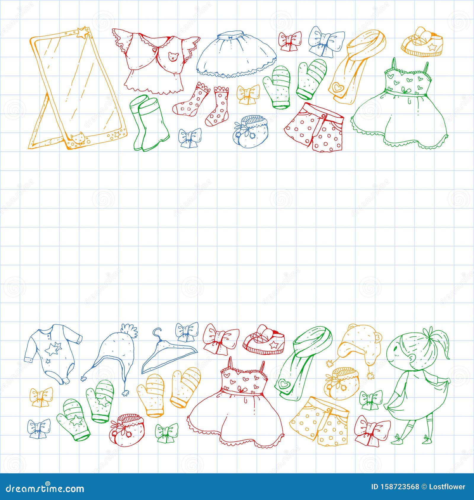 Children Clothes. Background for Babies, Kids Patterns. Stock Vector ...