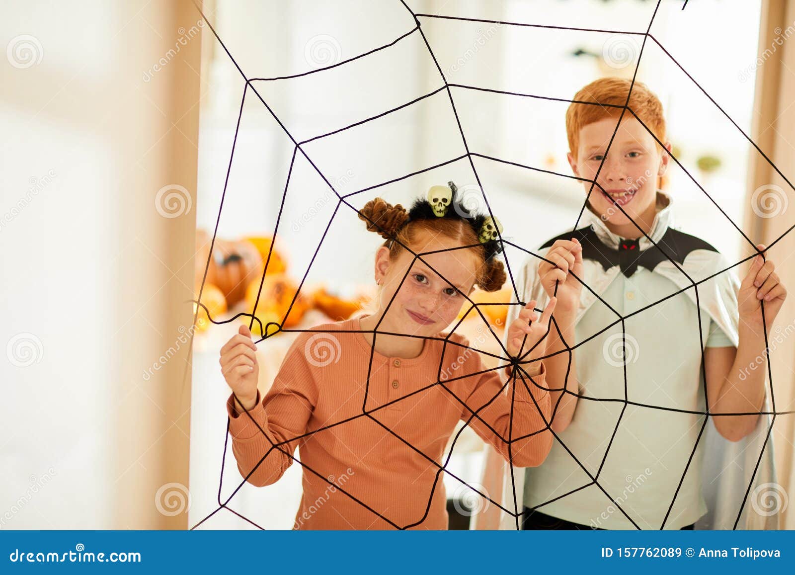 Children in cobweb stock image. Image of spooky, beauty - 157762089