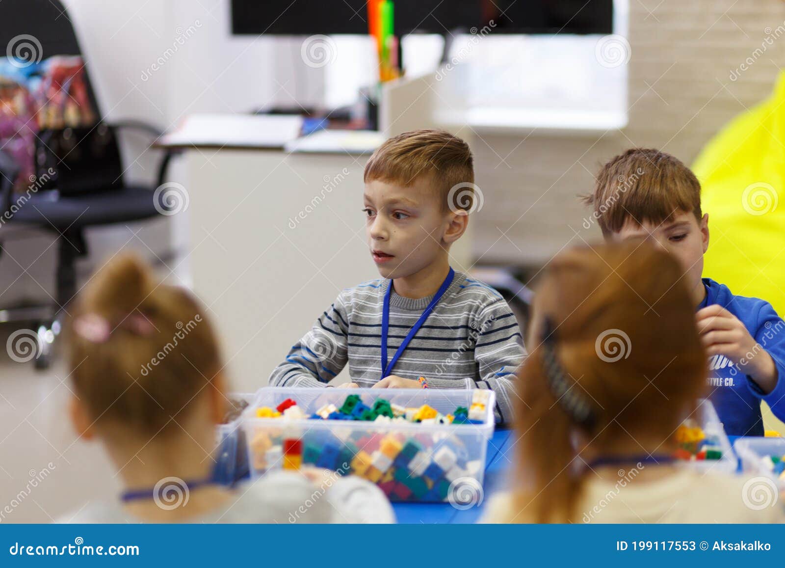 Children Collect Various Objects from Plastic Parts of the Constructor ...
