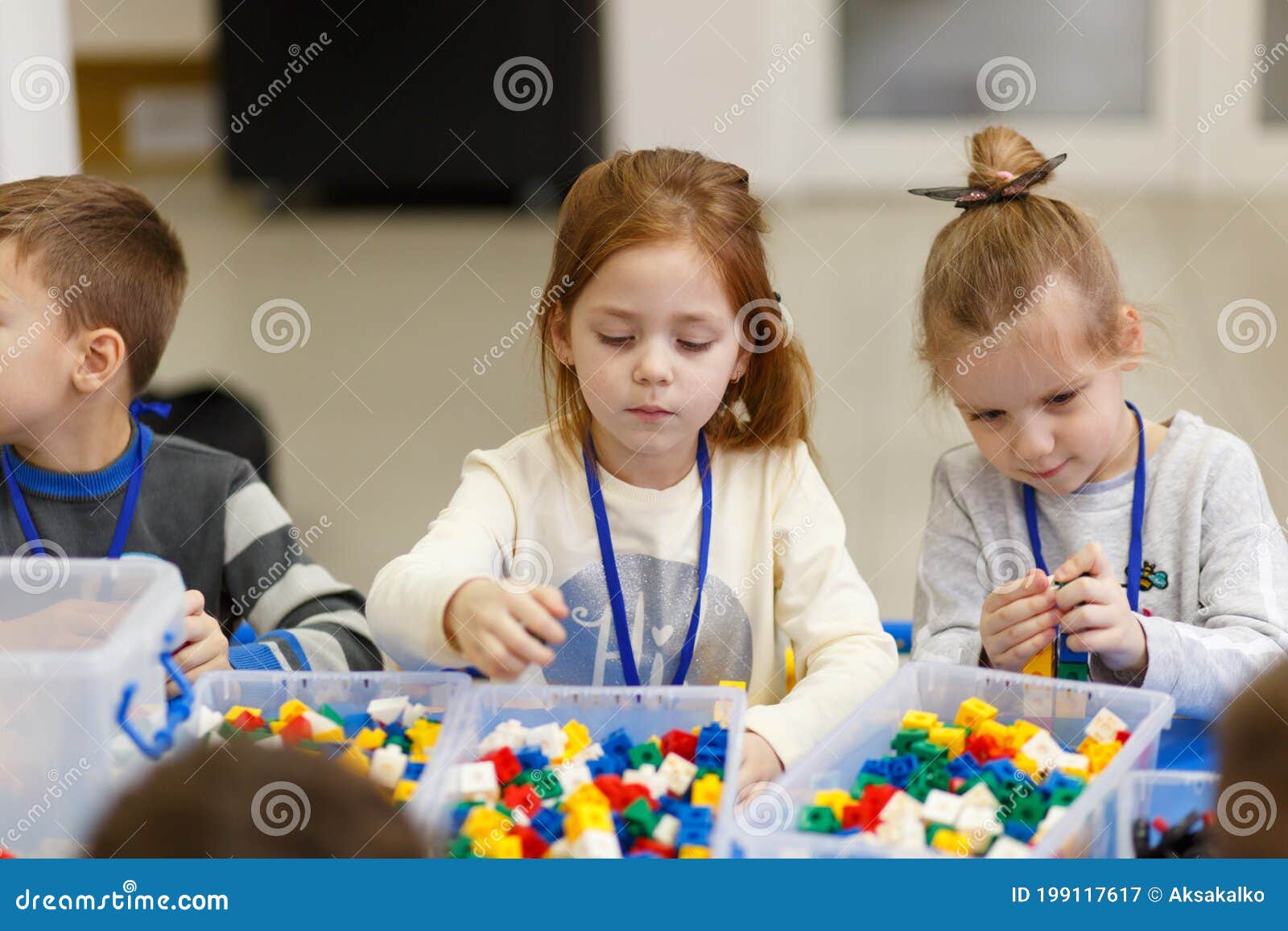 Children Collect Various Objects from Plastic Parts of the Constructor ...