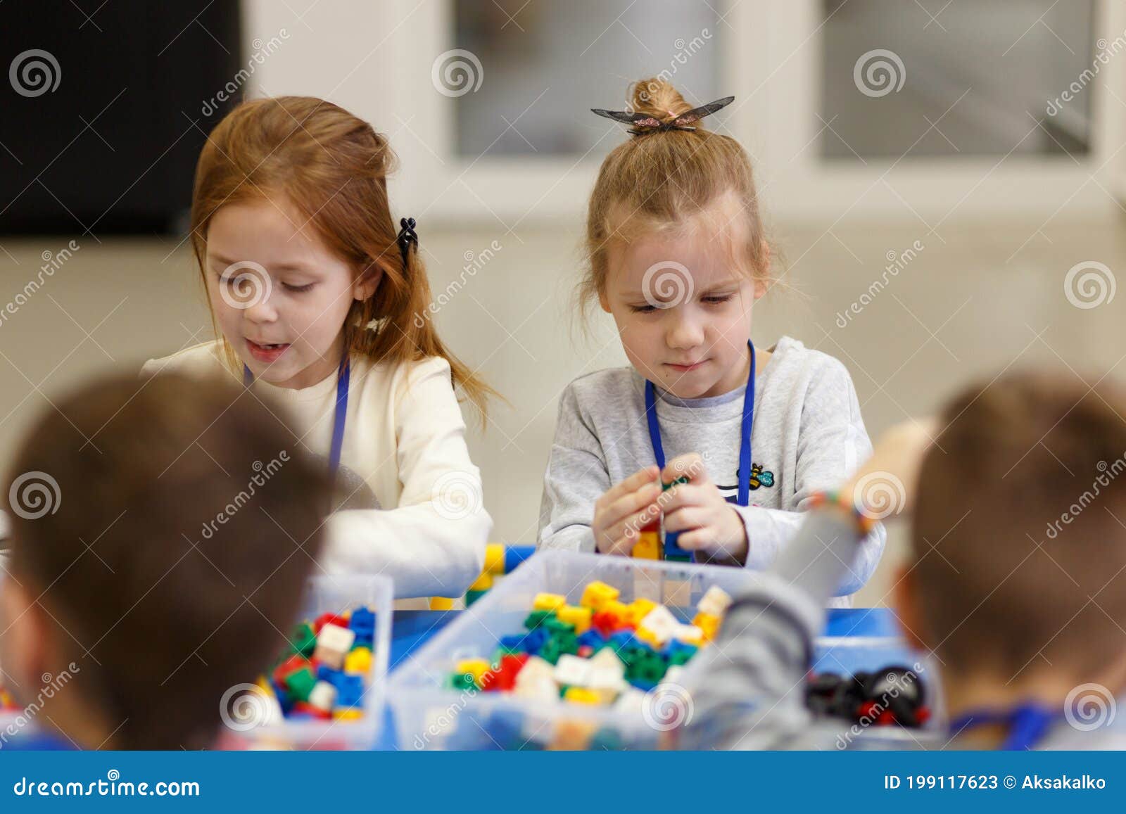 Children Collect Various Objects from Plastic Parts of the Constructor ...