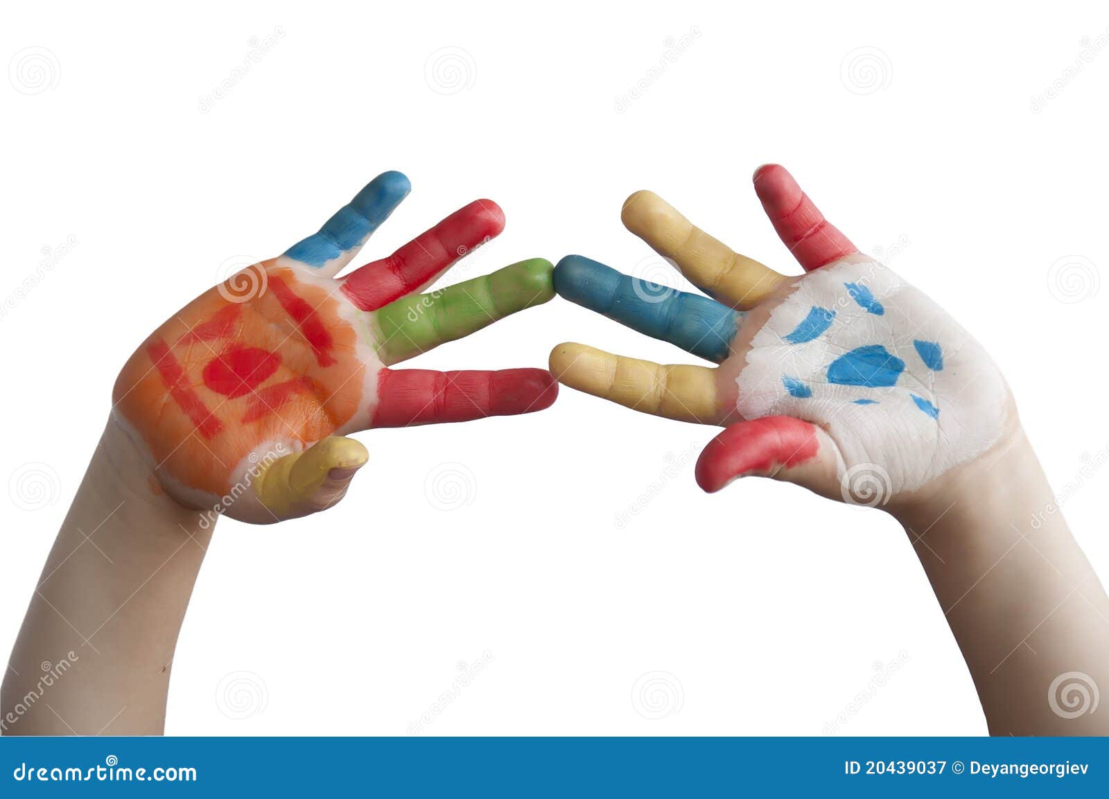 Children colored hands. stock image. Image of paint, children - 20439037